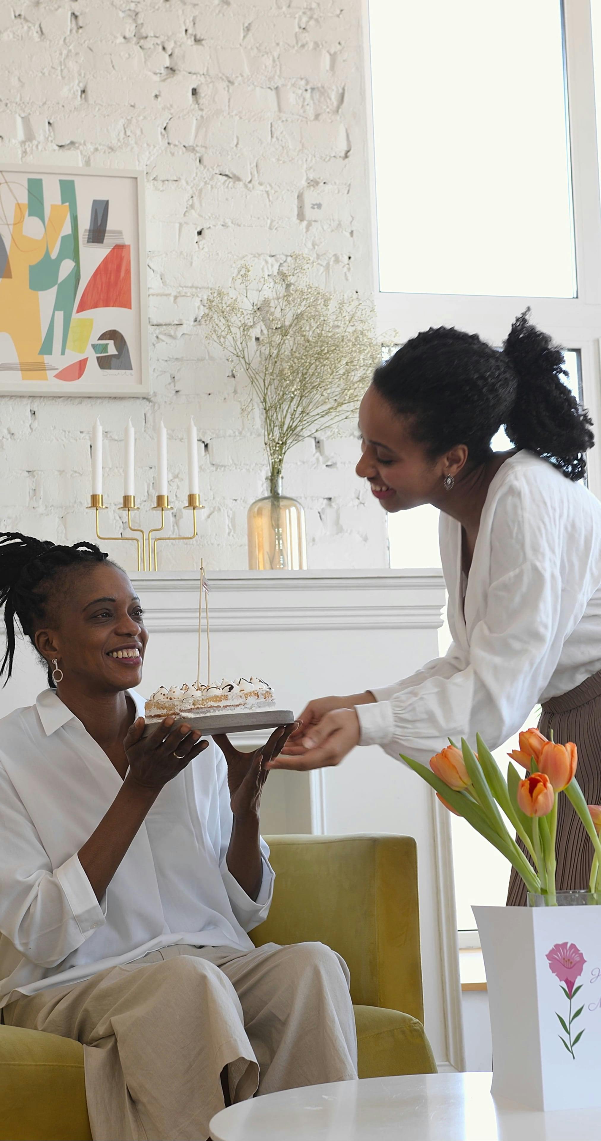 Woman Giving Cake to her Mother Free Stock Video Footage, Royalty-Free ...