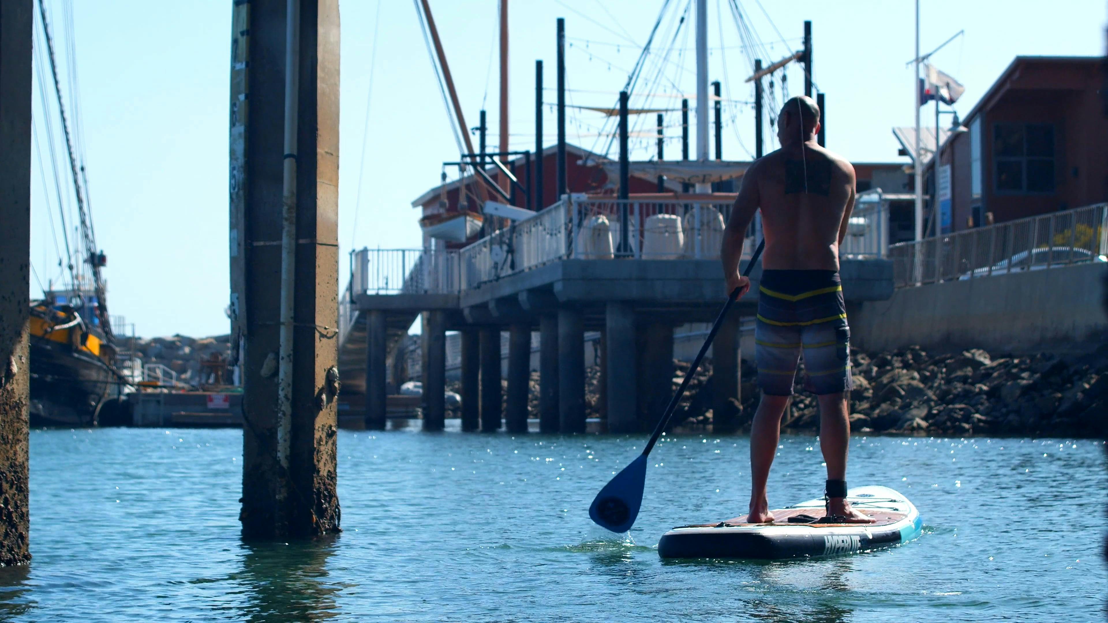 A Man Paddling in the Paddle Board · Free Stock Video