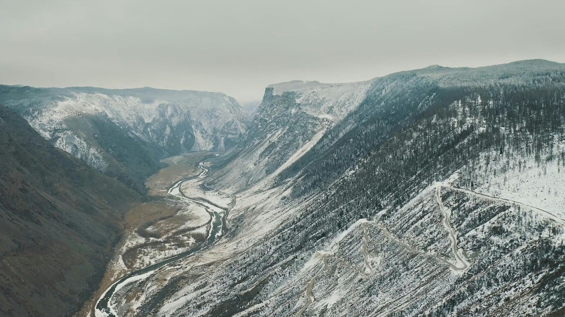 An Aerial Footage of a Snow Covered Valley Free Stock Video Footage ...