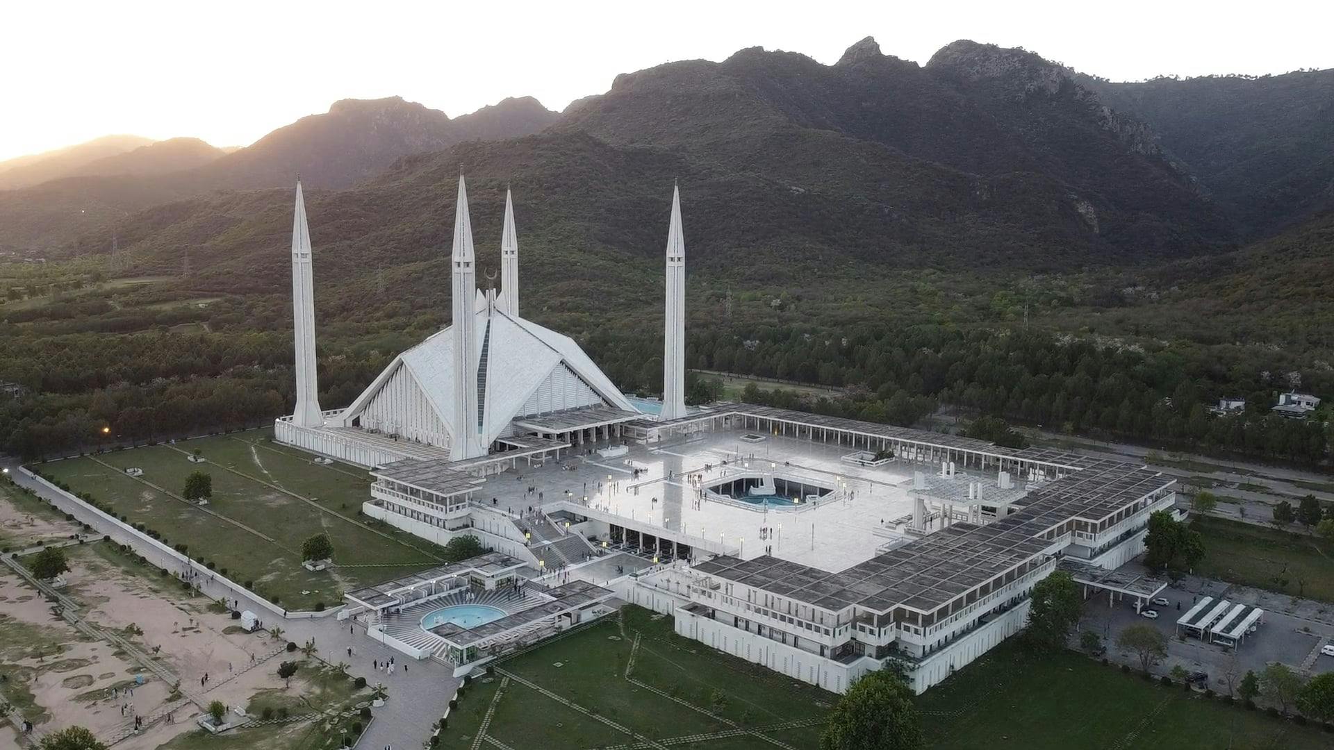 Drone Footage of Faisal Mosque · Free Stock Video