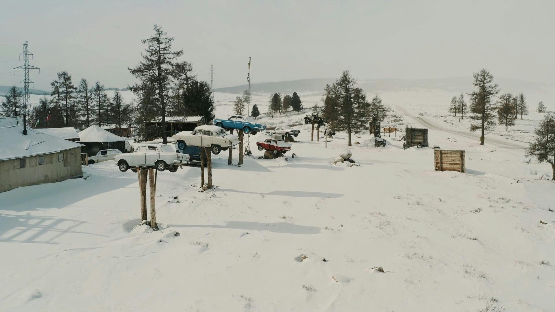 Aerial View of Winter Landscape while Cars Lifted Free Stock Video ...