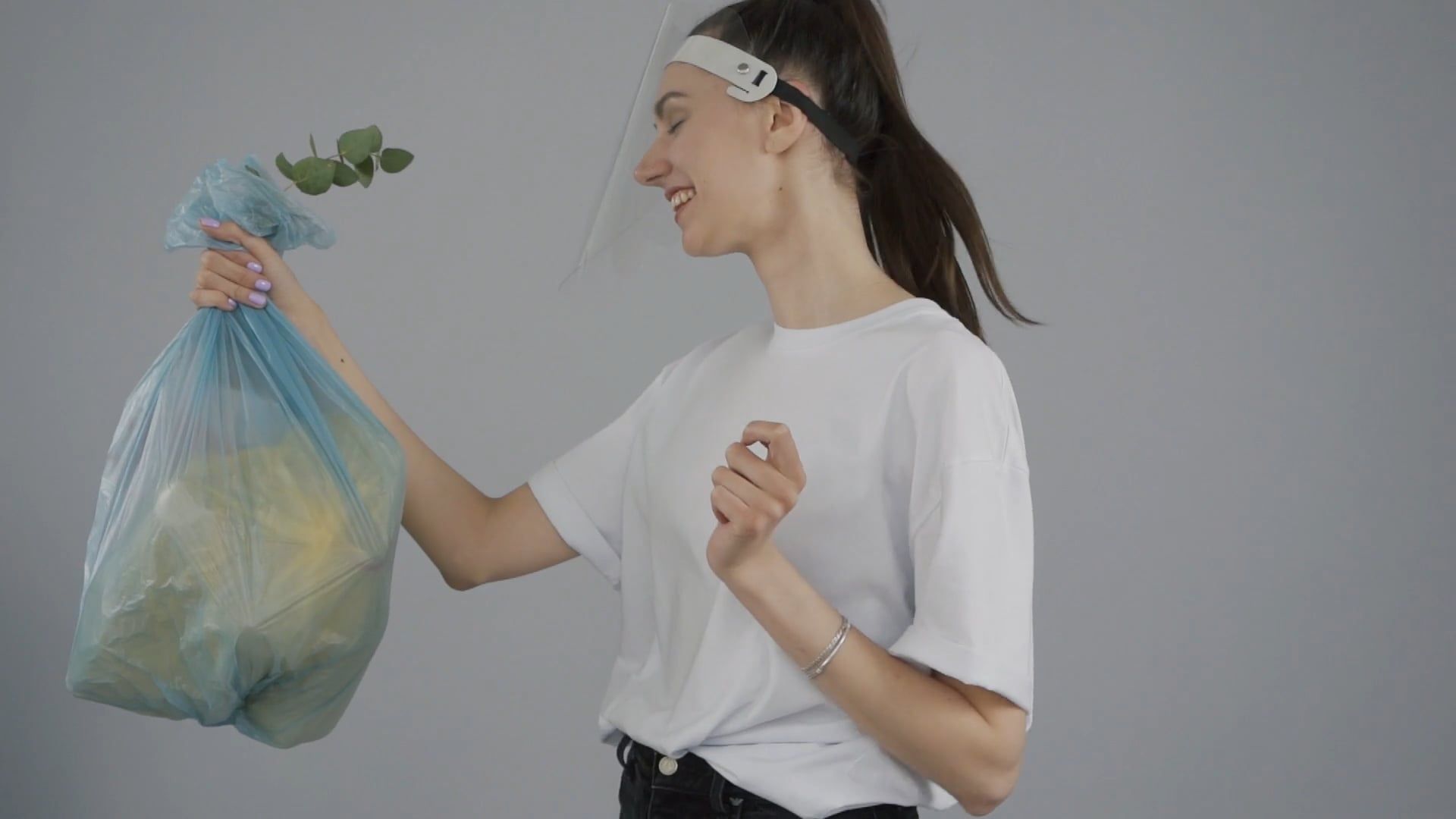A Woman Dancing while Holding Plastic Garbage Free Stock Video Footage ...