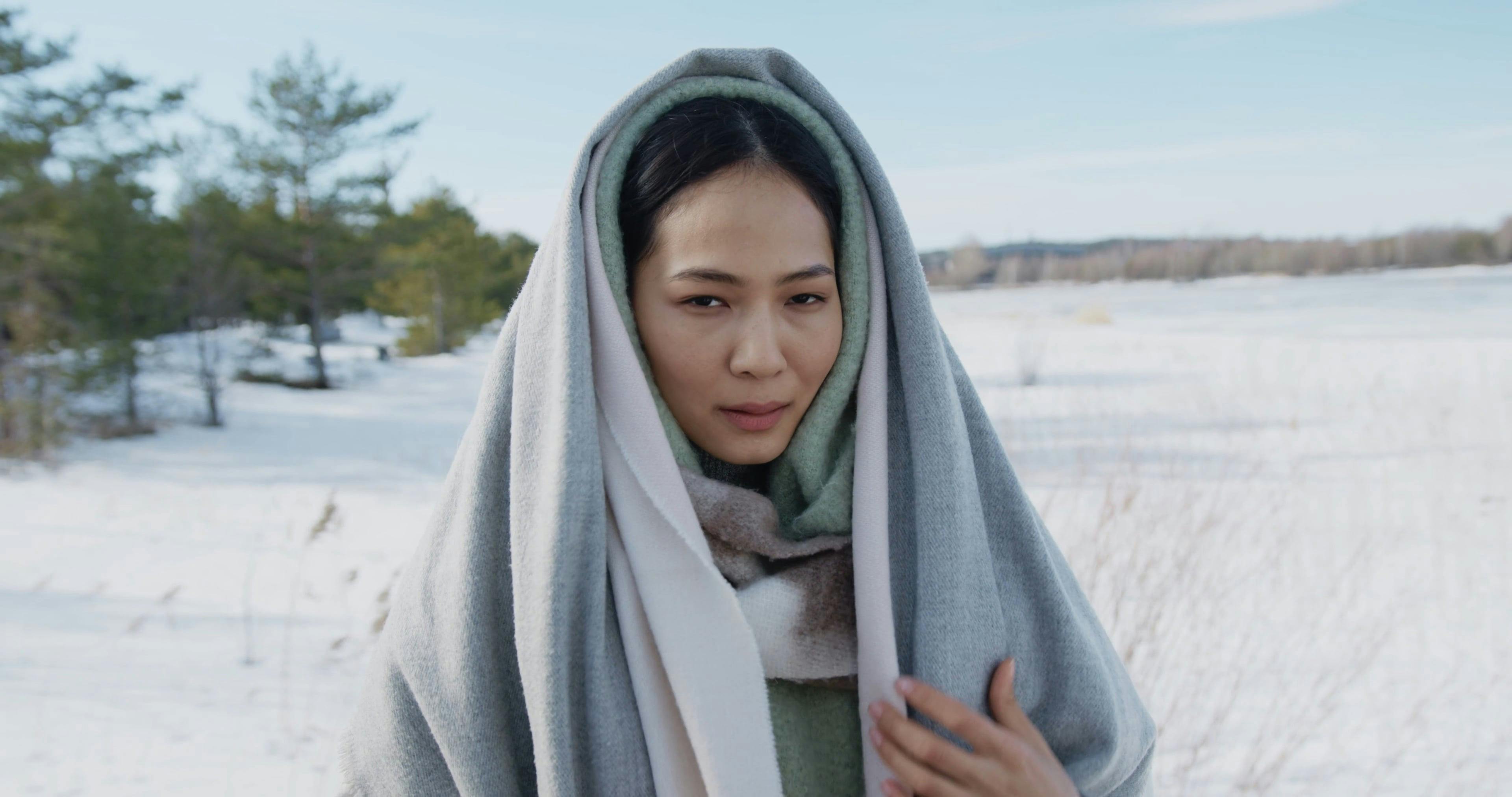 Woman Wearing Shawl Over Her Head Free Stock Video Footage, Royalty ...