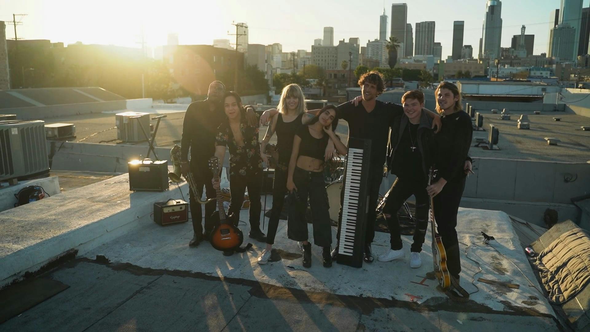 A Band Posing Together on a Rooftop Free Stock Video Footage, Royalty ...