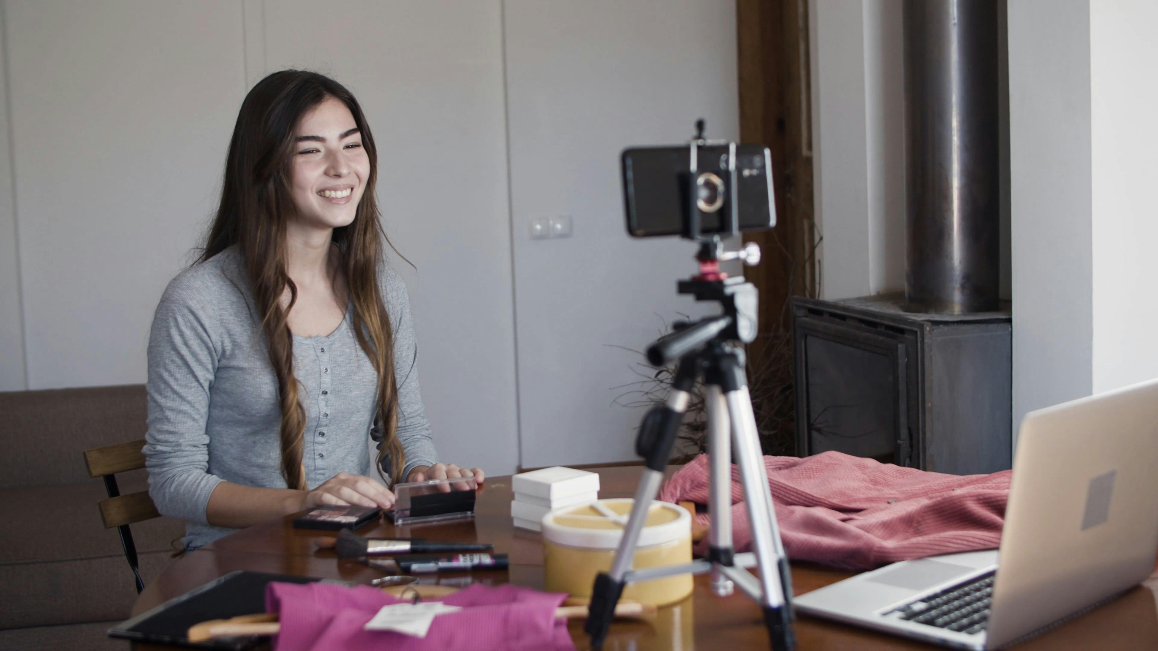 Woman Vlogging about Makeup Free Stock Video Footage, Royalty-Free 4K ...