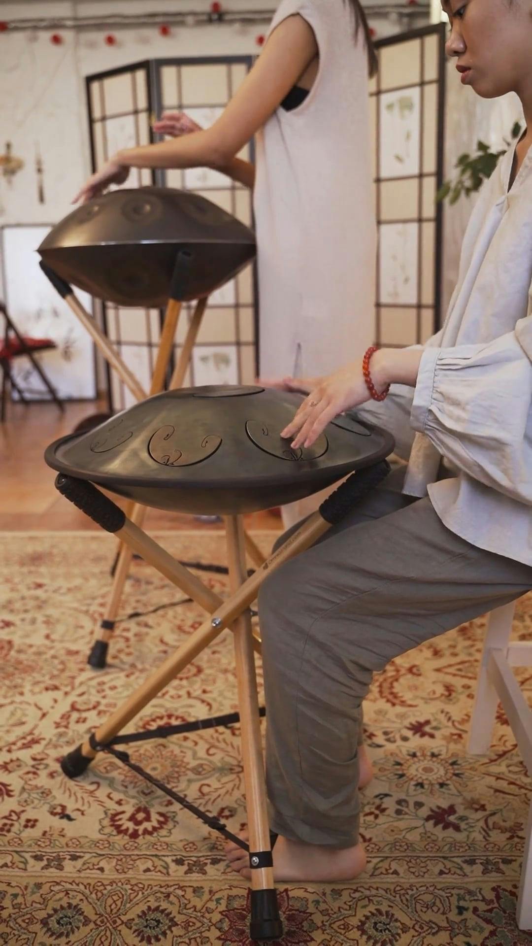 Women Playing Music With Handpan Drums Free Stock Video Footage ...