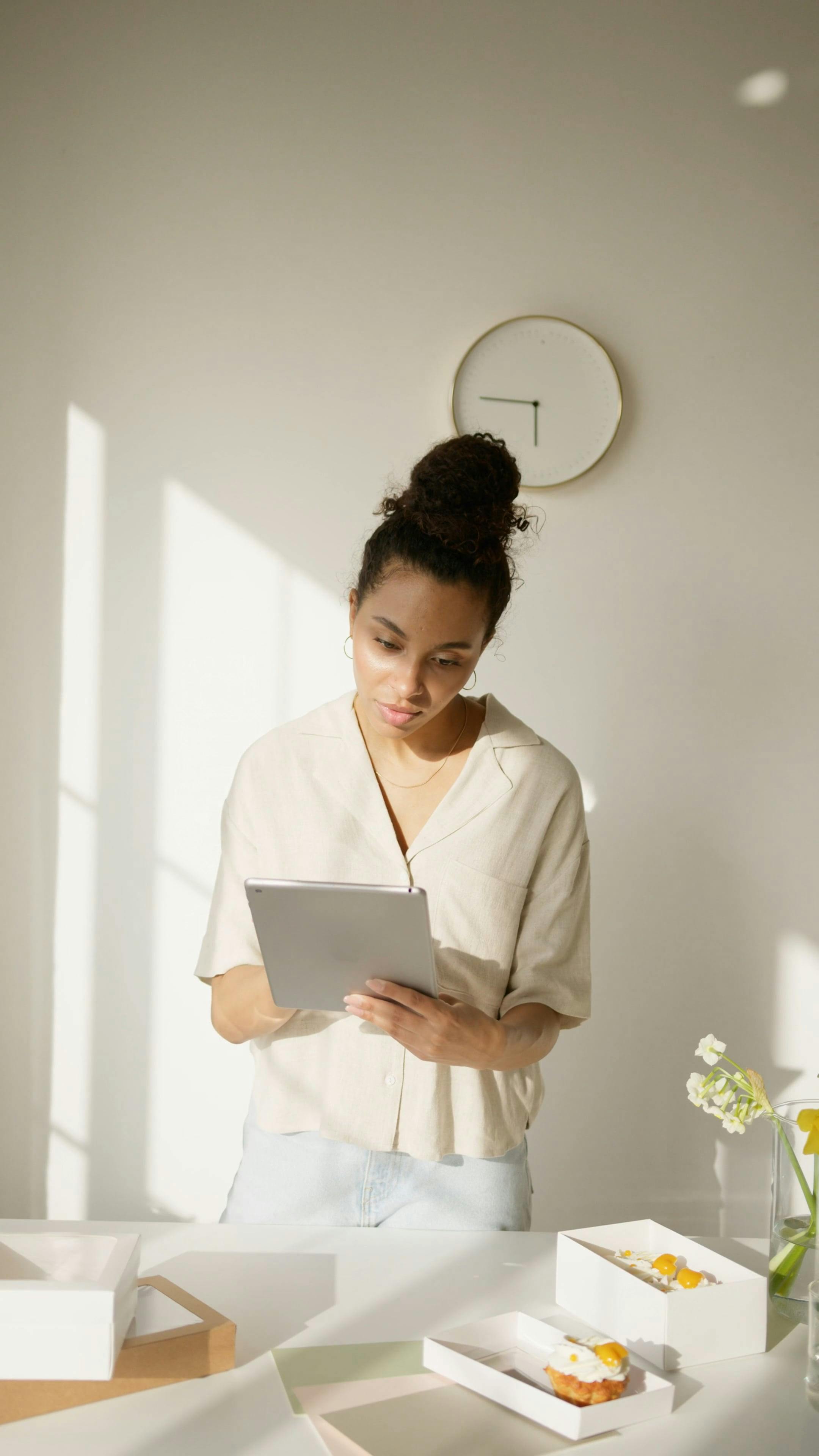 A Woman Standing While Using Tablet Free Stock Video Footage, Royalty ...