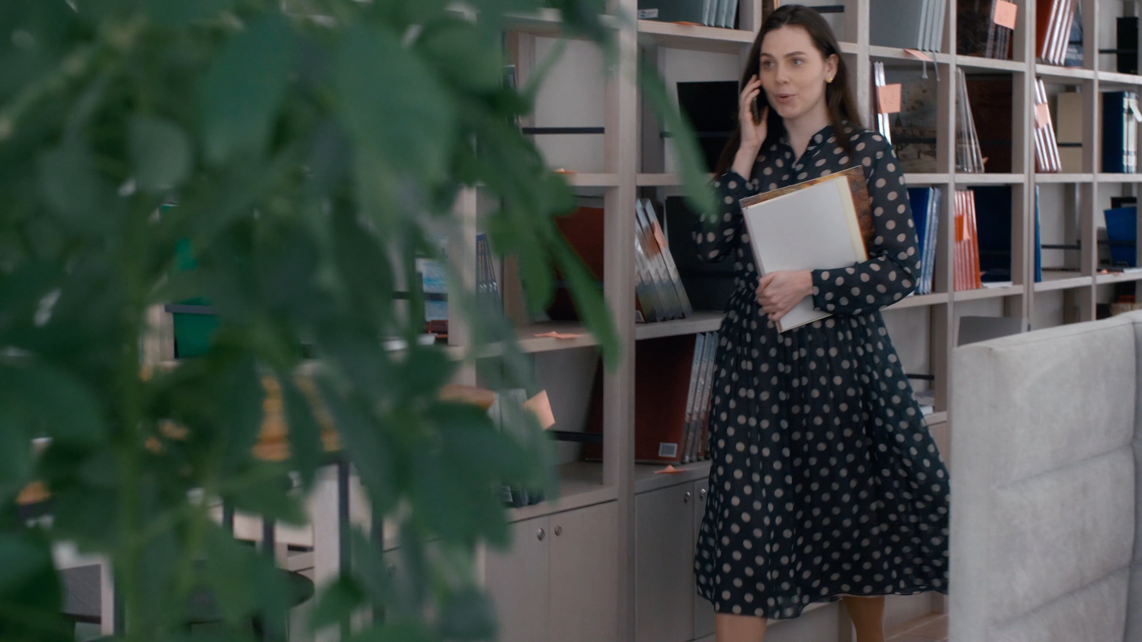 Beautiful Woman Having a Phone Call in the Library Free Stock Video ...