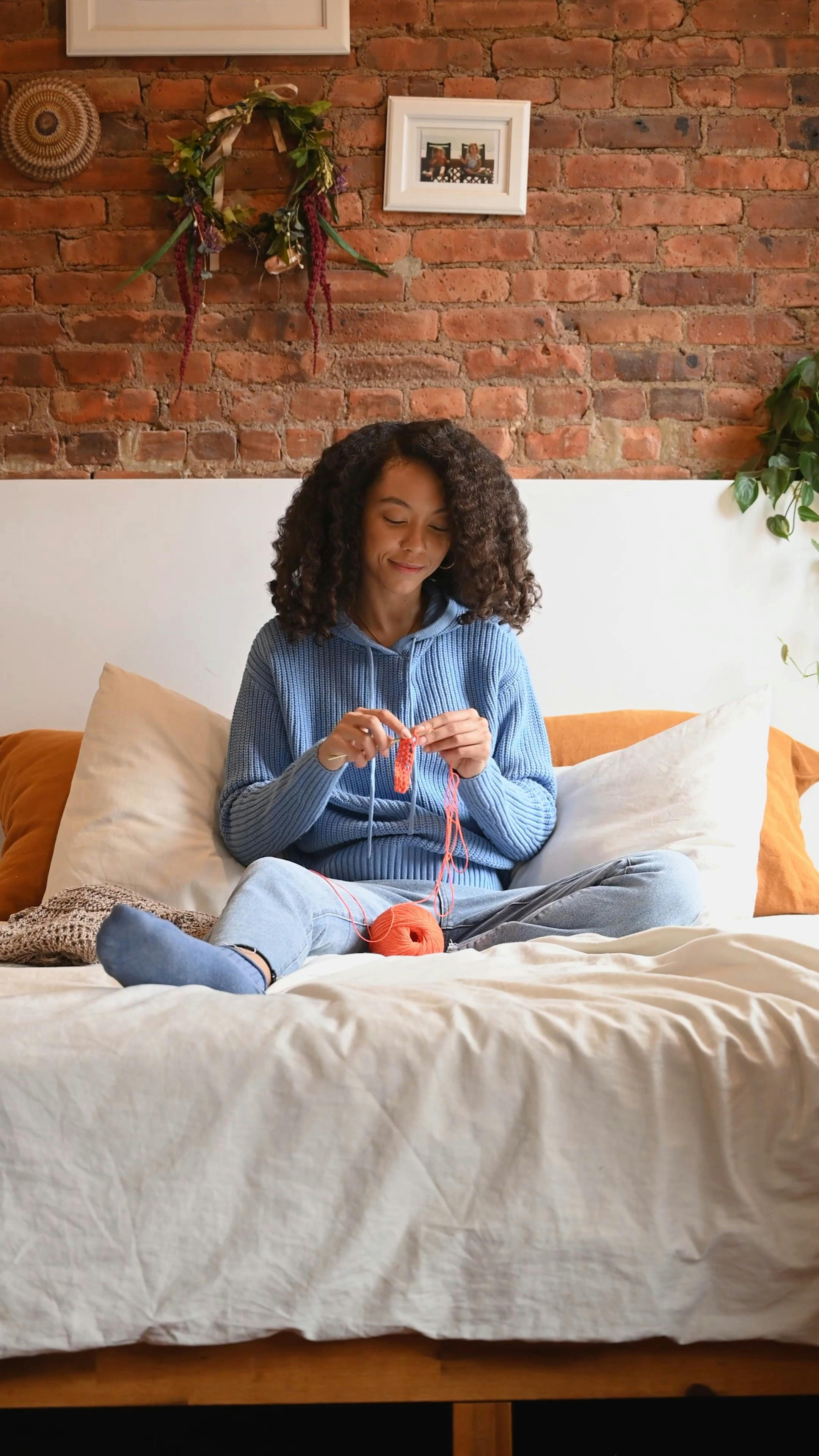 Woman Doing Crochet while Sitting Free Stock Video Footage, Royalty ...
