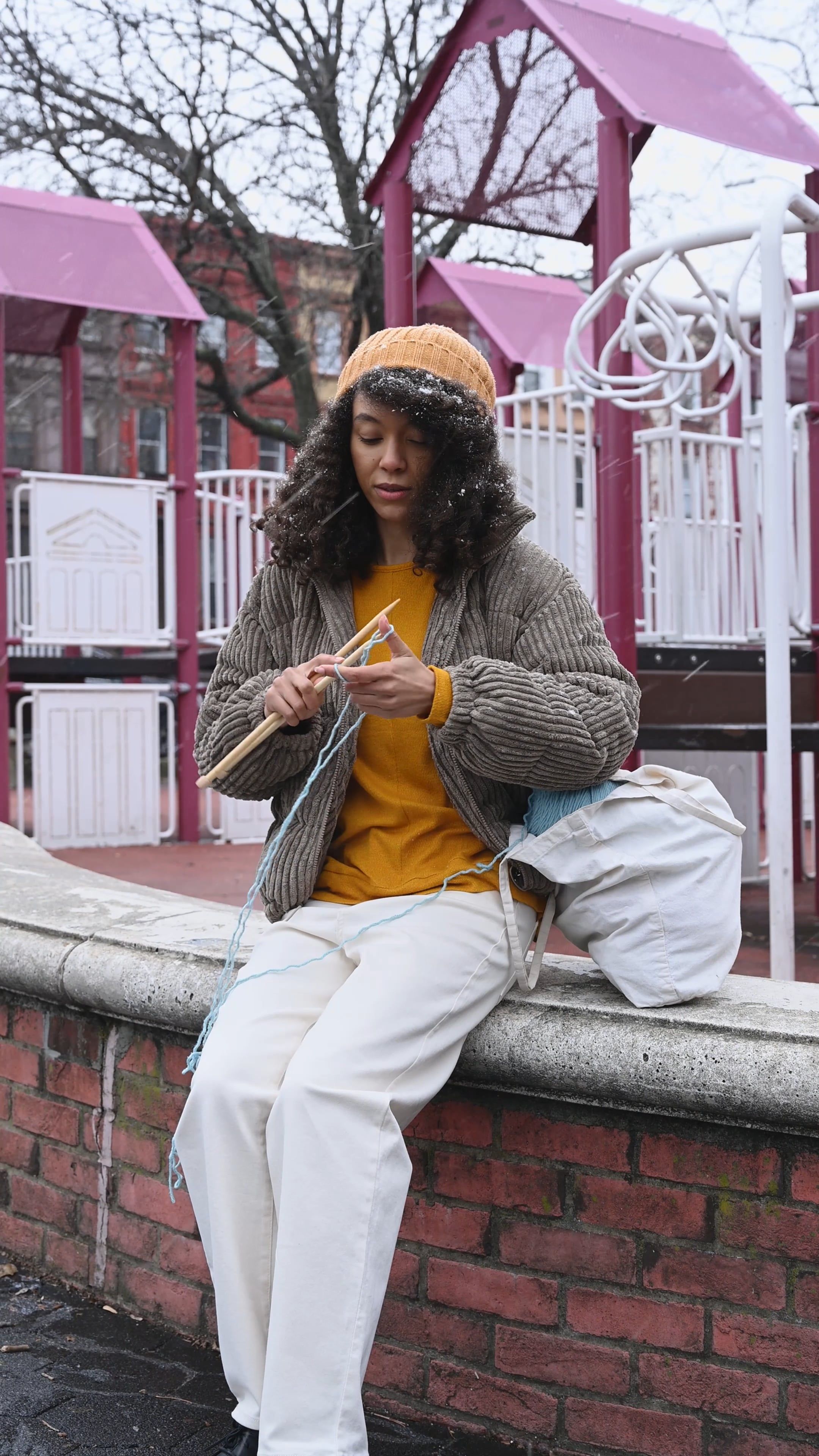 Woman Knitting while Sitting · Free Stock Video