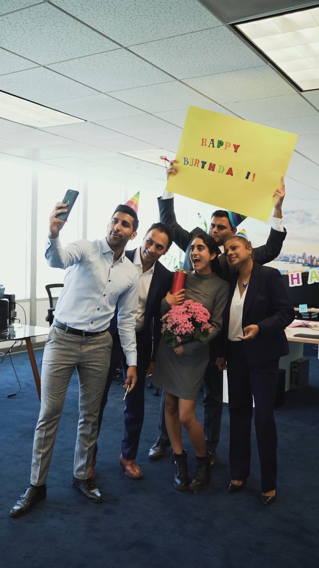 Workmates Posing For A Selfie · Free Stock Video