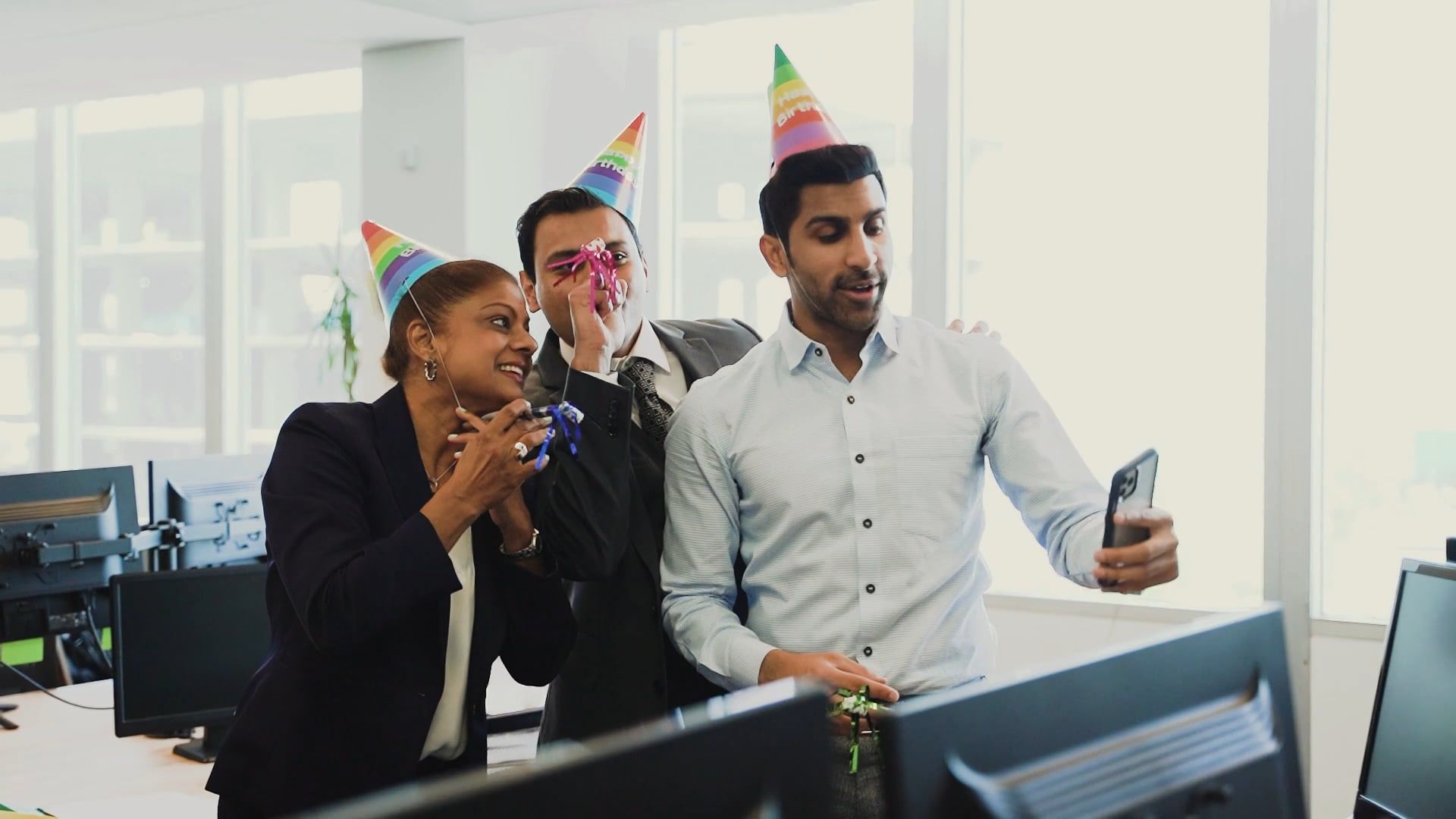 Workmates Celebrating While Recording A Video Free Stock Video Footage ...