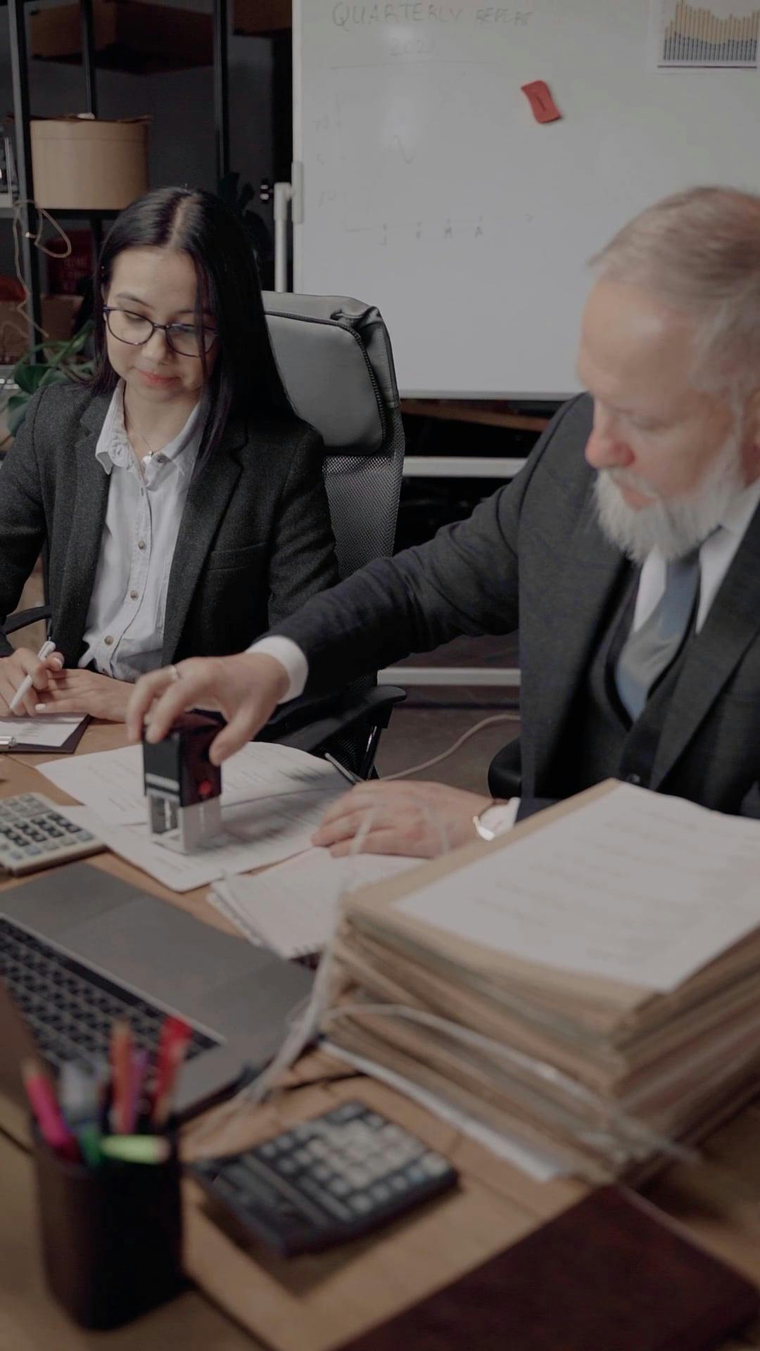 Boss is Stamping the Documents Free Stock Video Footage, Royalty-Free ...