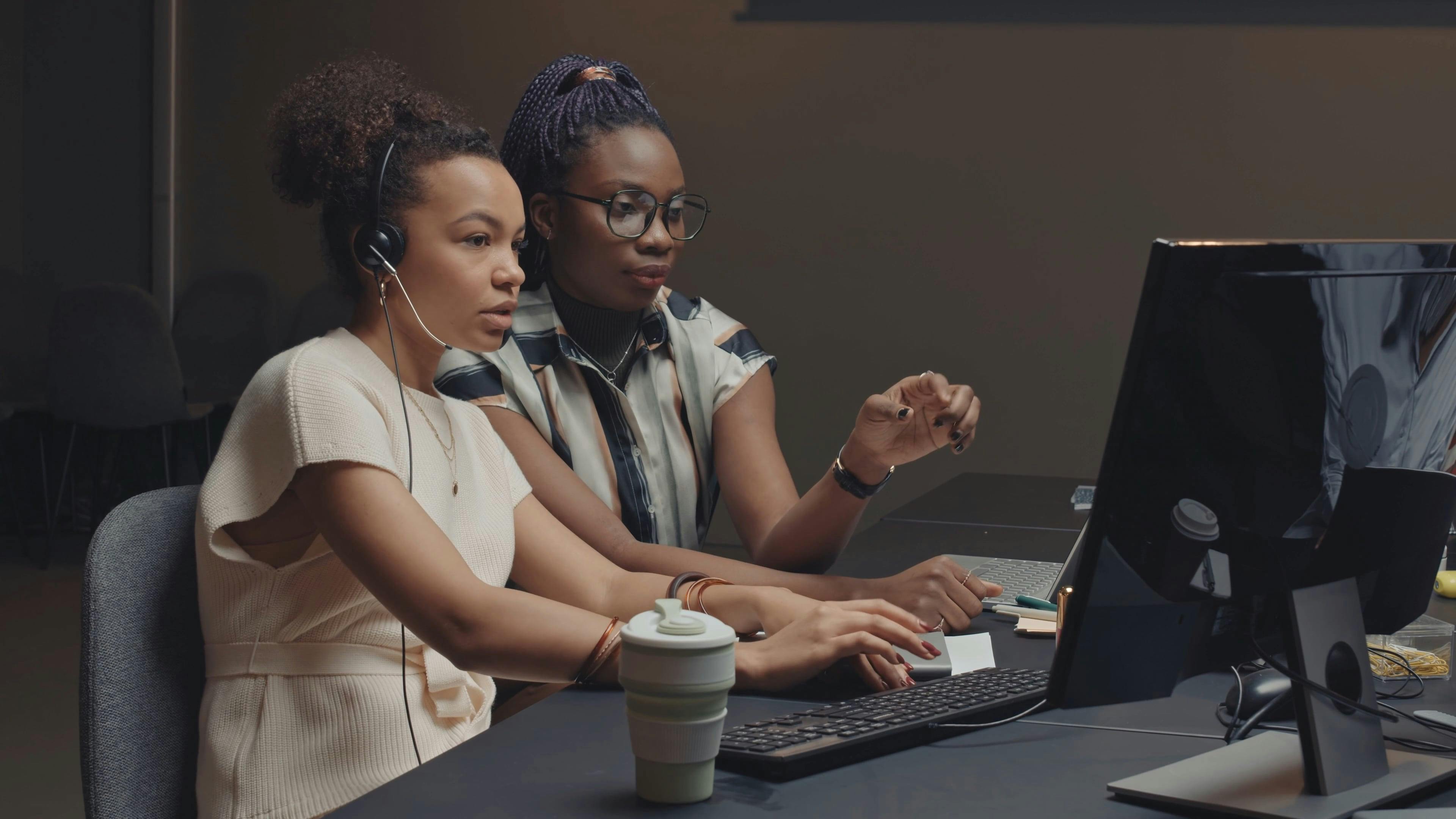 Two Women Using Computer Free Stock Video Footage, Royalty-Free 4K & HD ...