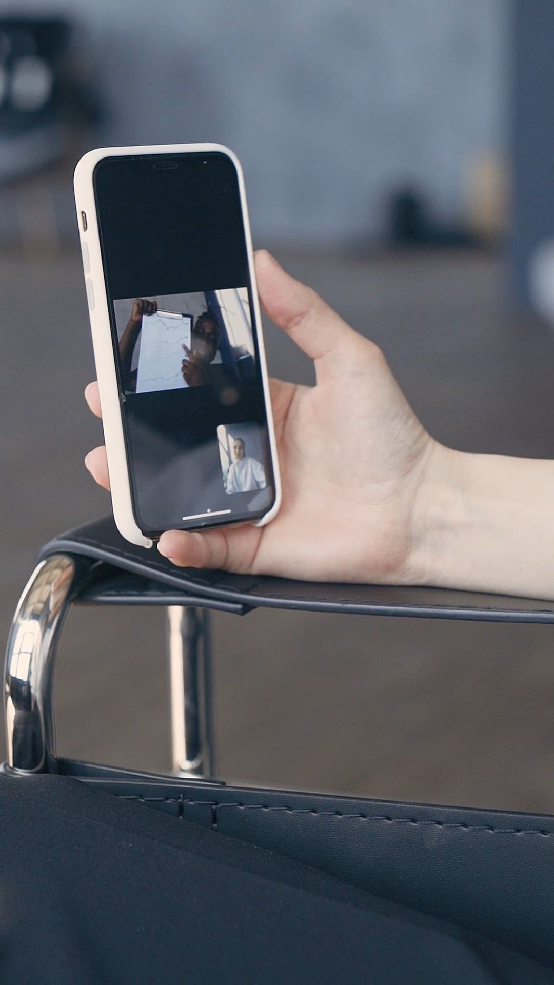Business People Having a Virtual Meeting through Smartphone · Free ...