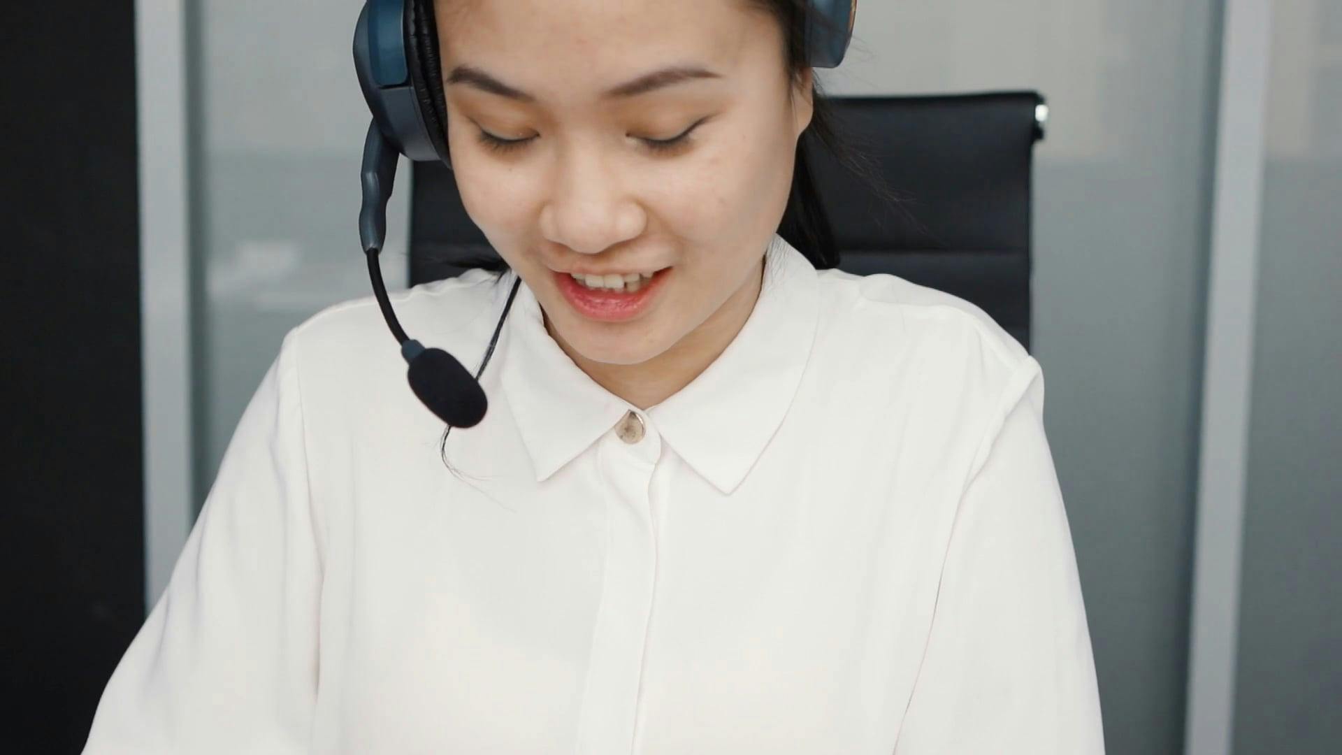 Call Center Female Agent Working in the Office · Free Stock Video