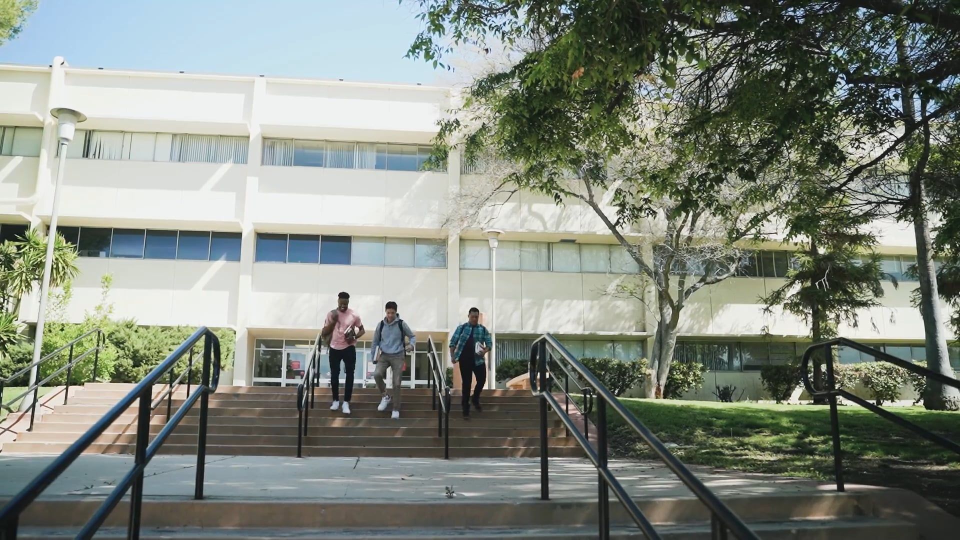 Group of College Students Running on a Stairs · Free Stock Video