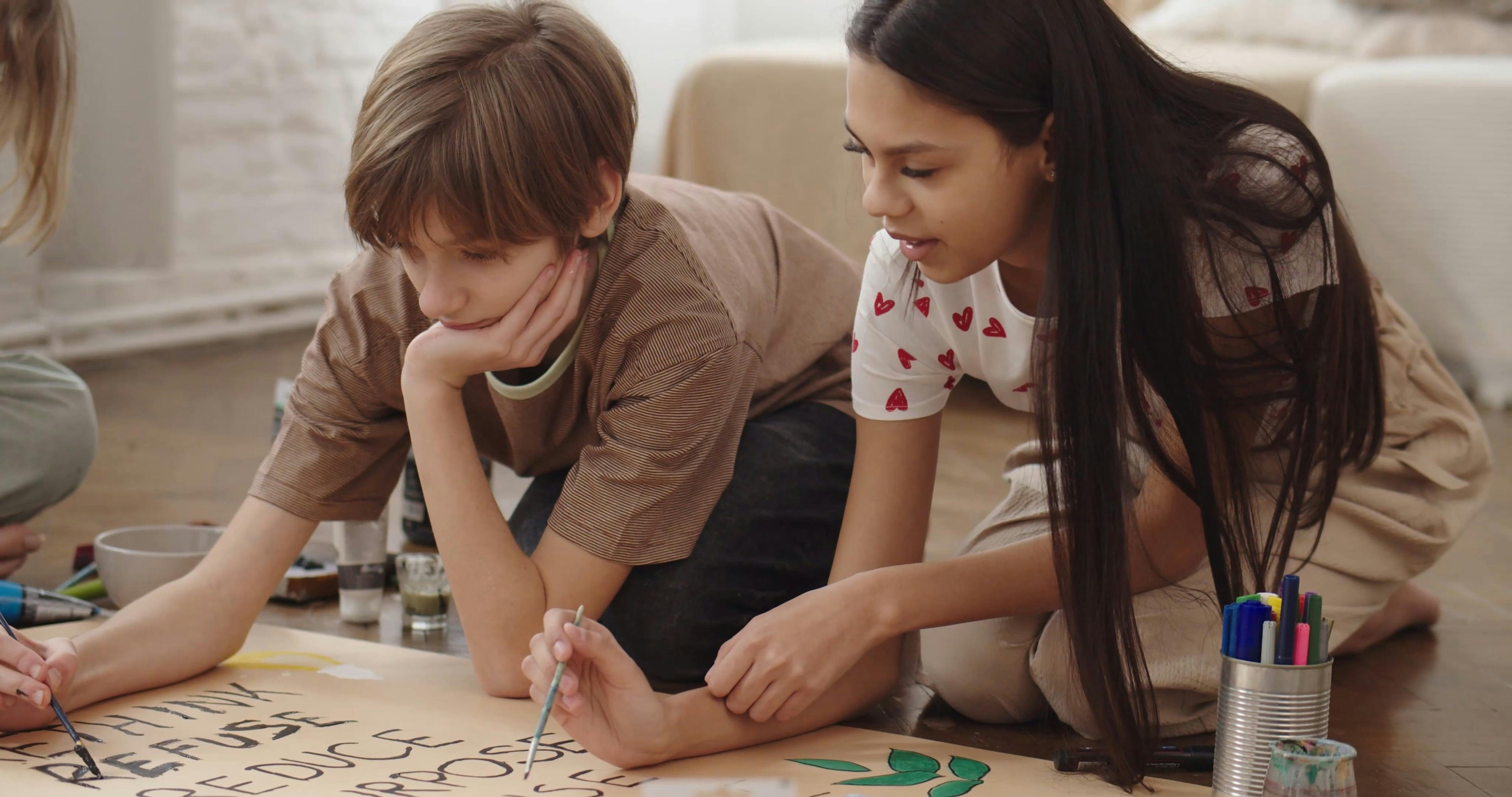 Teens Doing Their Poster Free Stock Video Footage, Royalty-Free 4K & HD ...