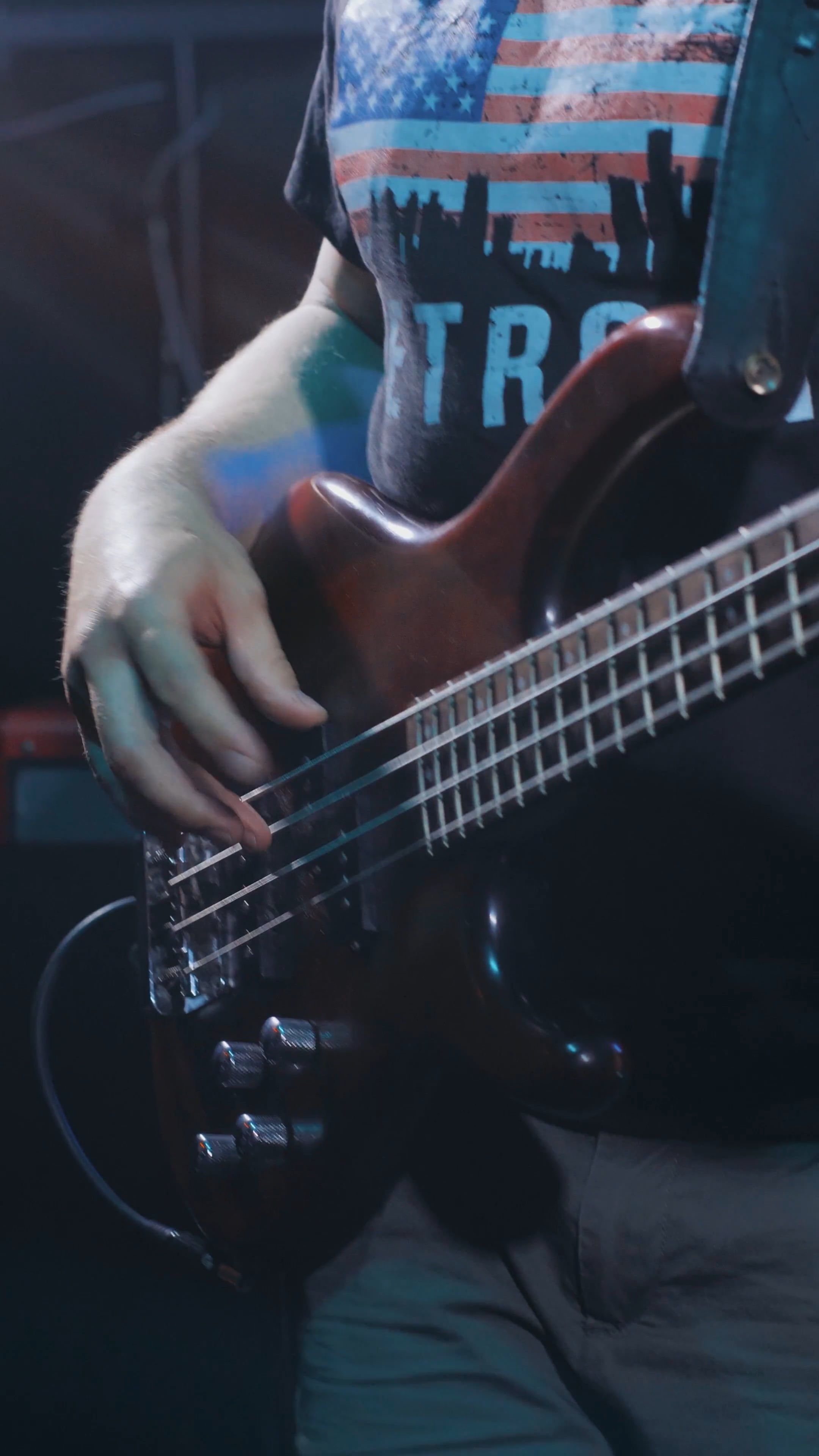 A Person Playing His Bass Guitar Free Stock Video Footage, Royalty-Free ...