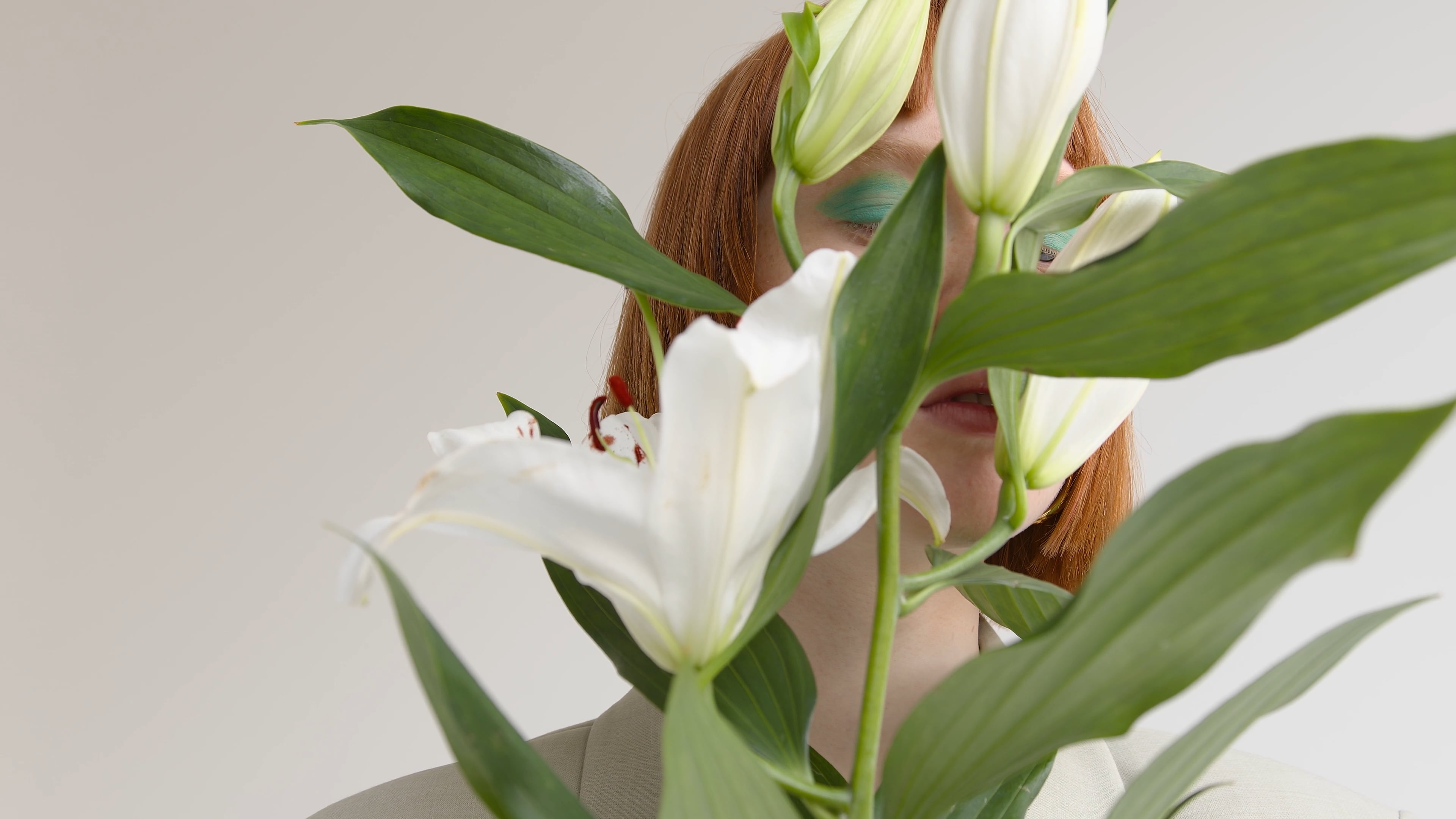 Woman Covering Her Face with Flowers Free Stock Video Footage, Royalty ...