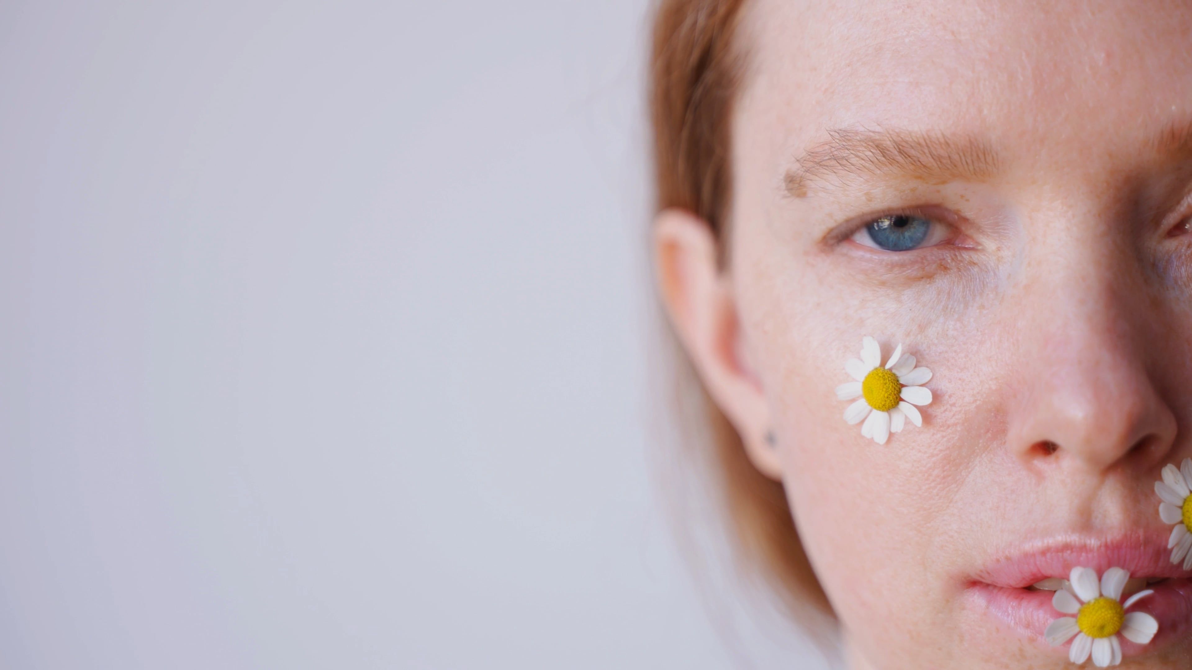 Woman With Flowers On Her Face · Free Stock Video