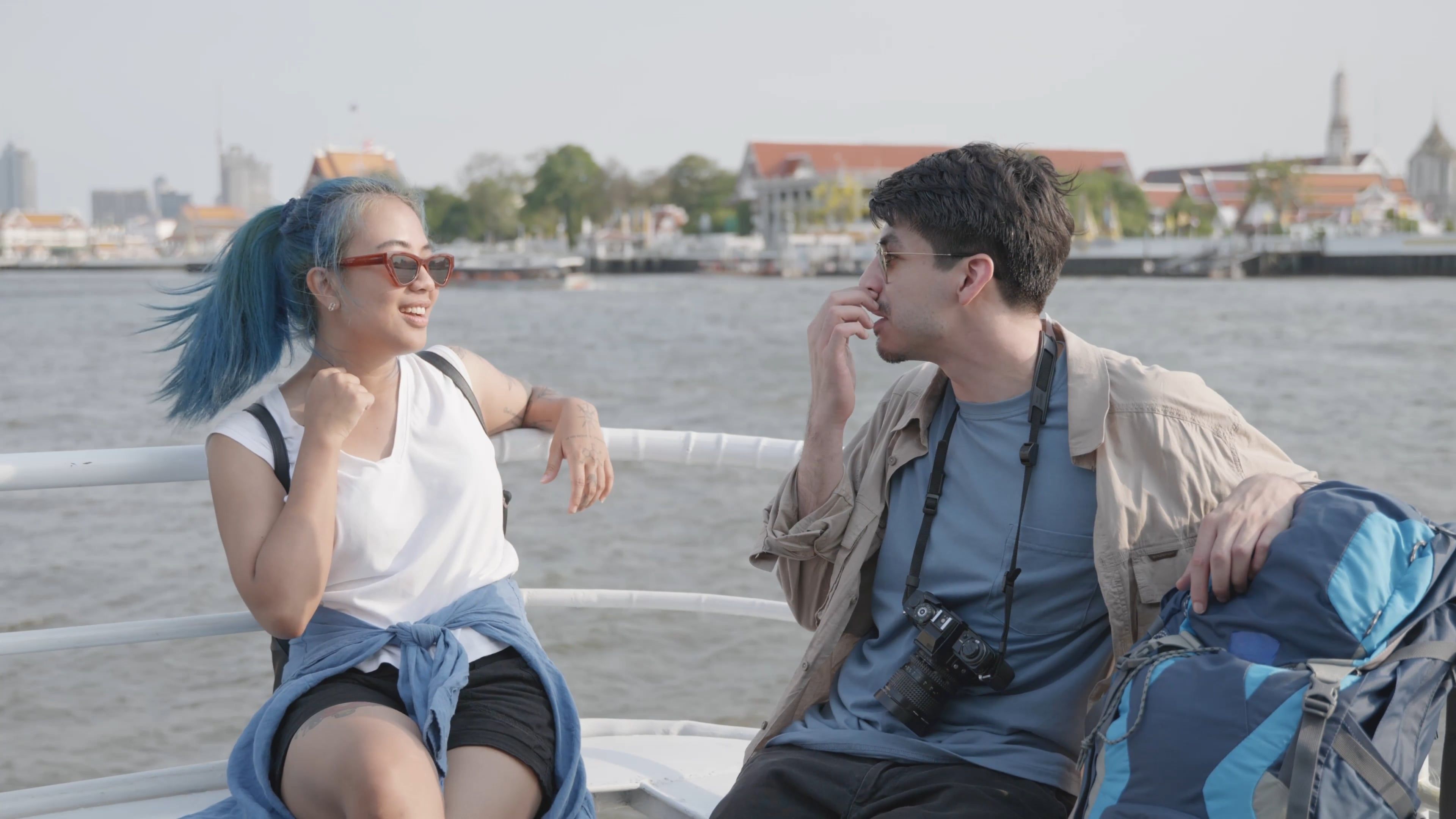 Tourists Having a Conversation on a Boat Free Stock Video Footage ...