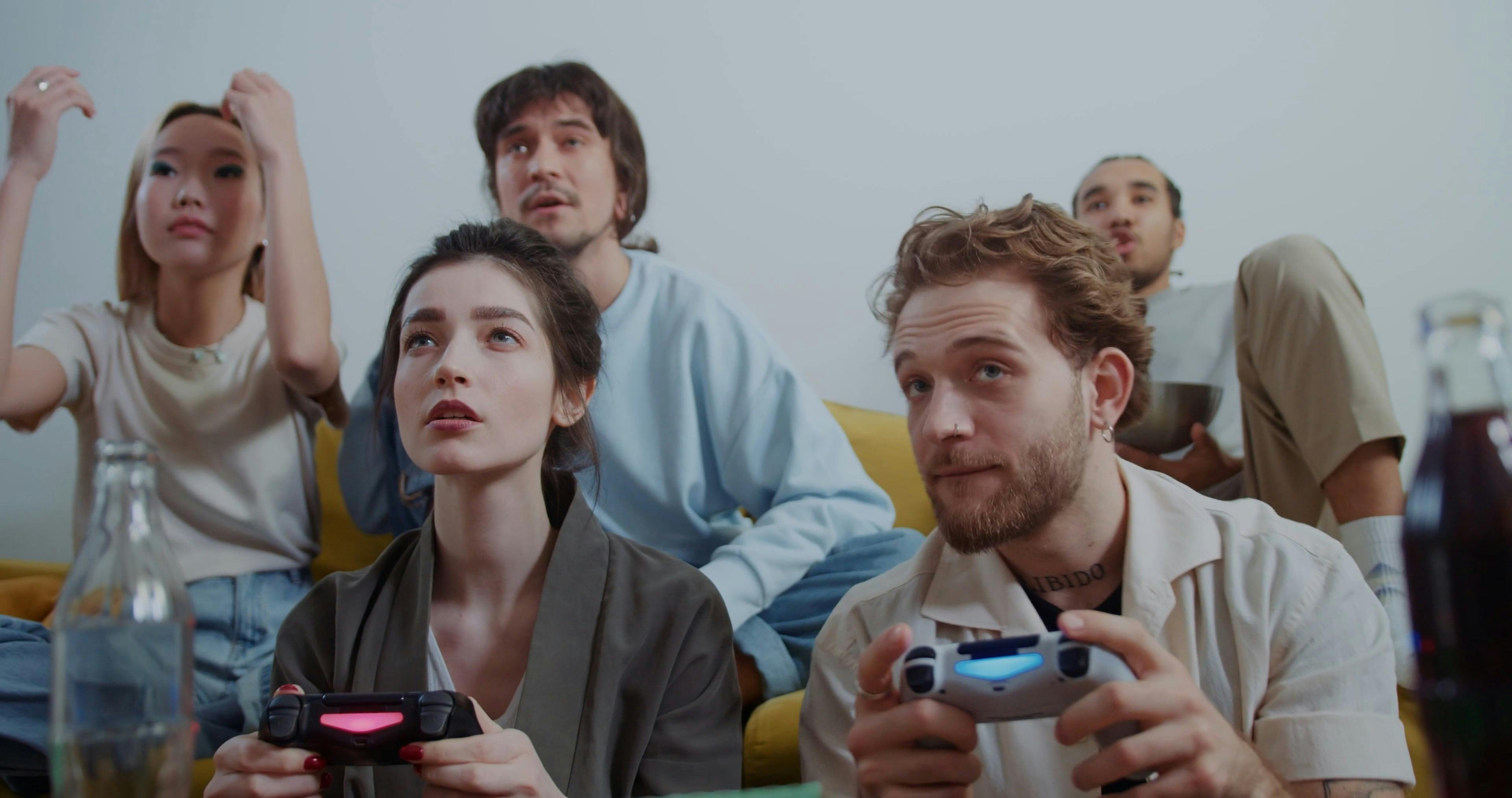 Friends Playing Video Game · Free Stock Video