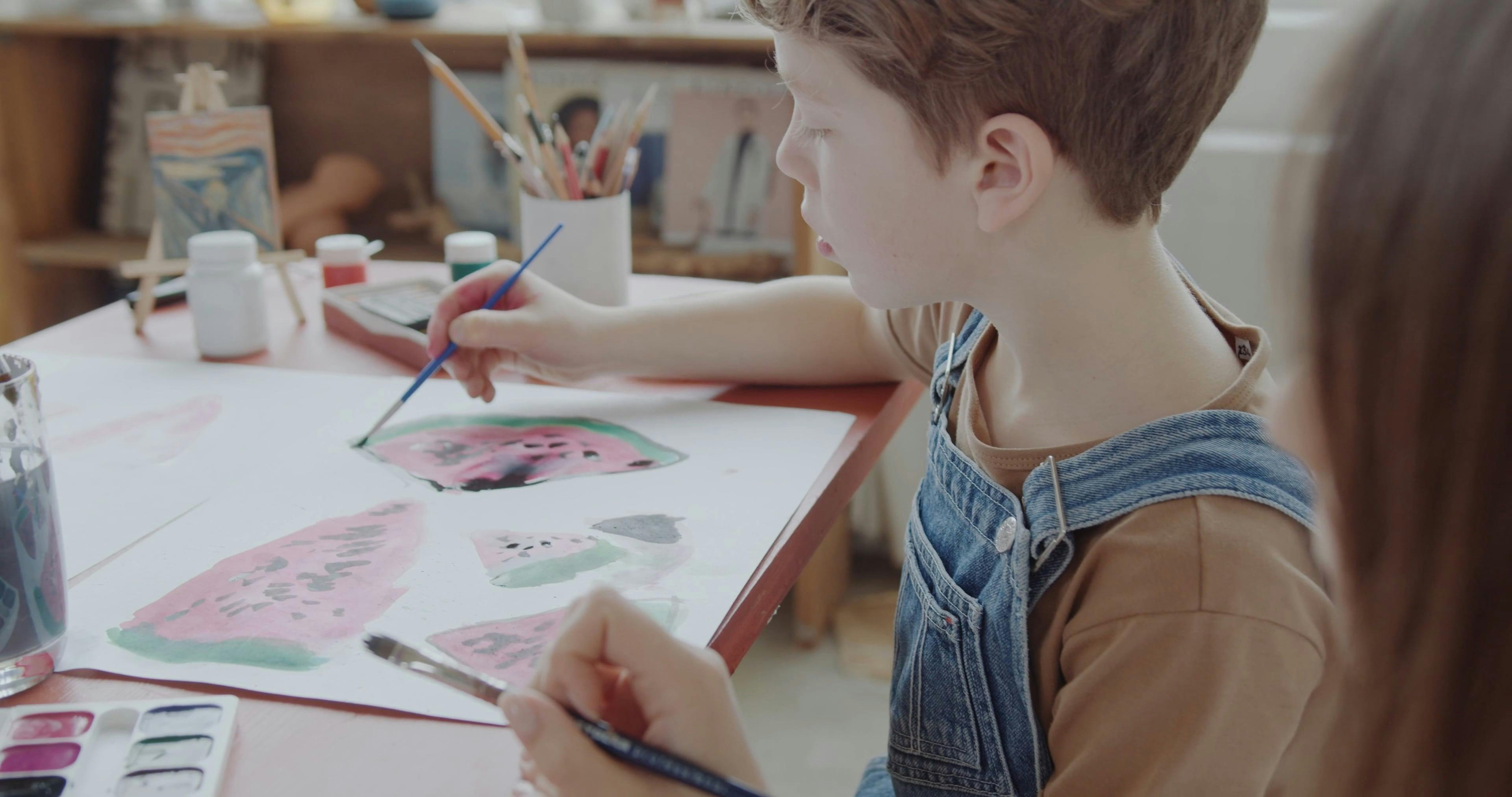 Boy Doing Painting · Free Stock Video