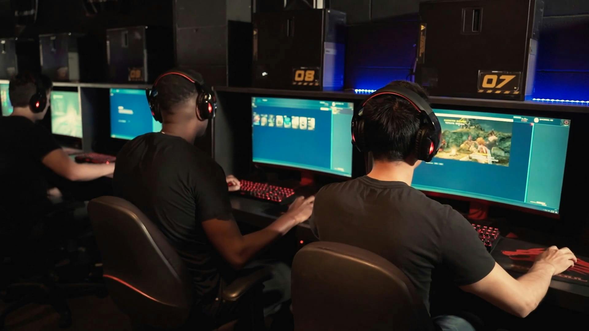 Men Playing Computer Video Games · Free Stock Video