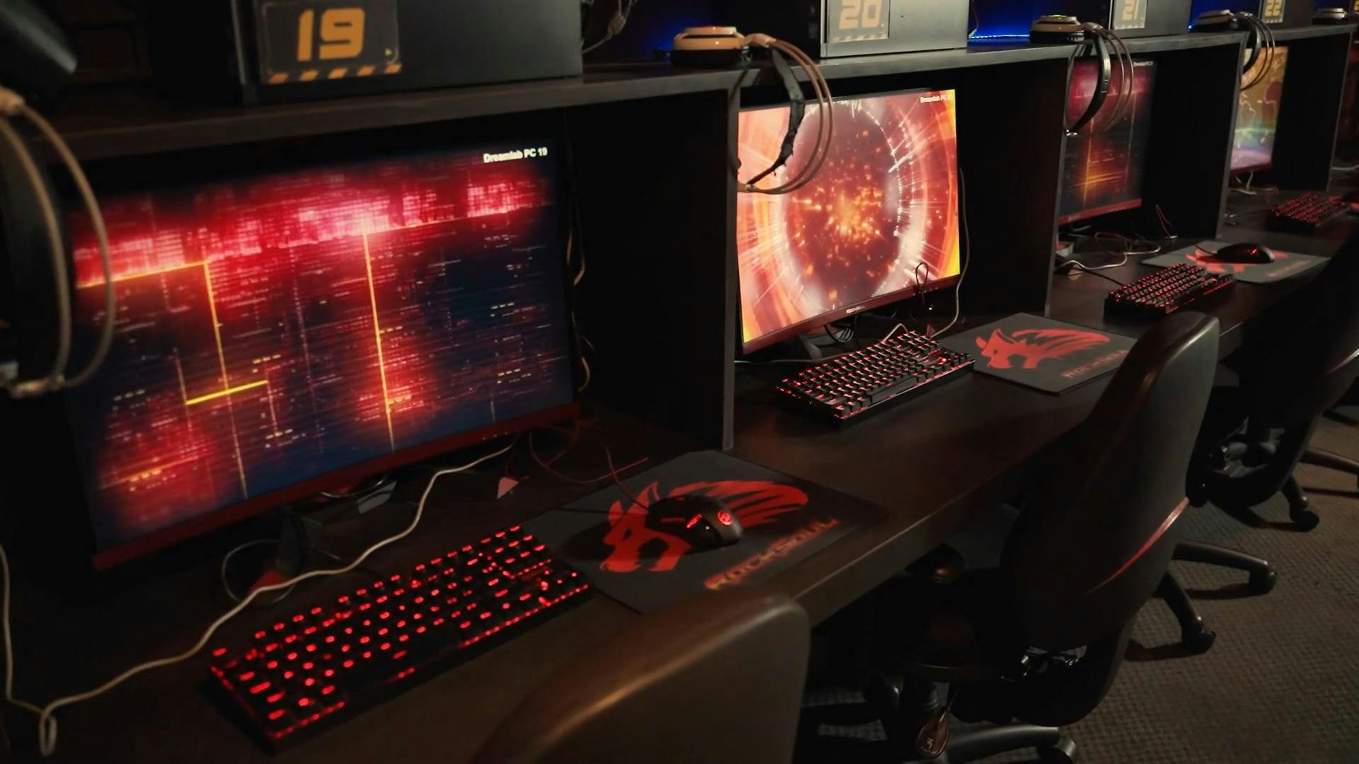 Gaming Computers In Rows · Free Stock Video