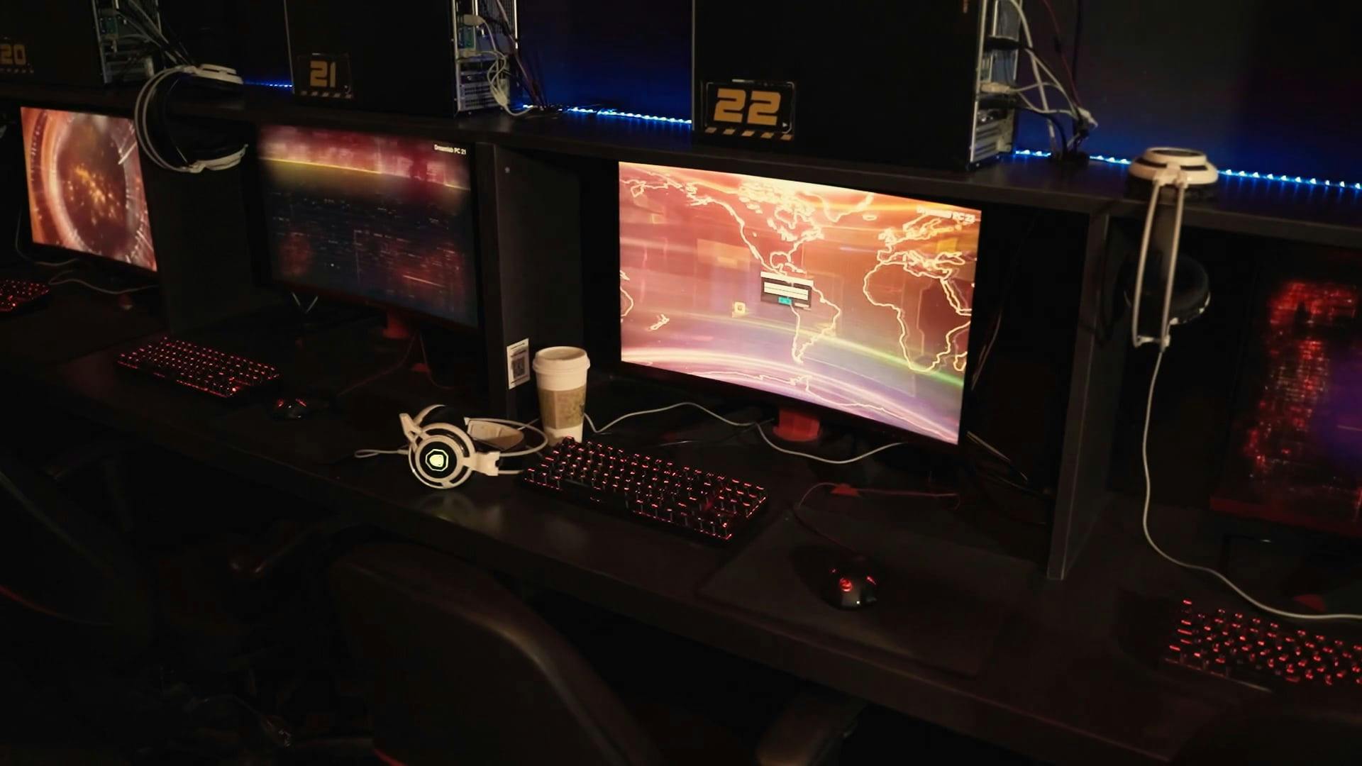 Gaming Computers In Rows · Free Stock Video