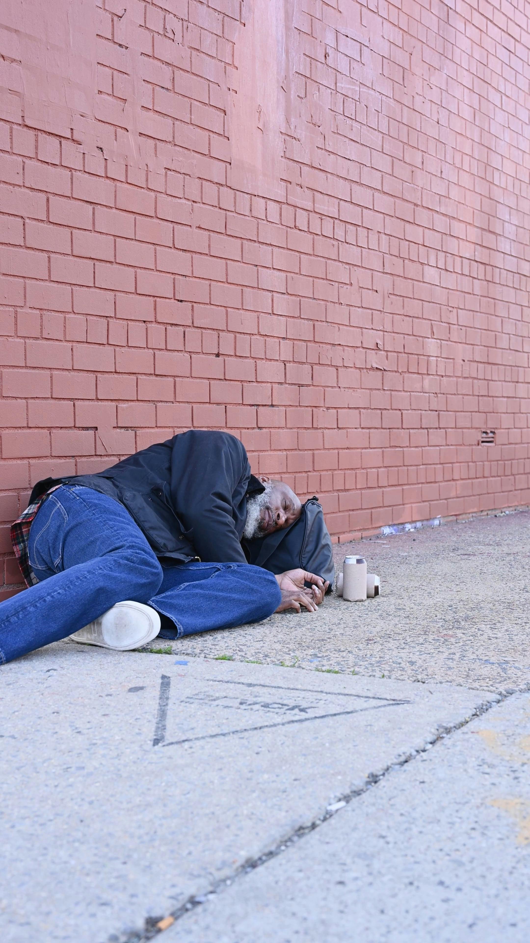 Man Sleeping on Street · Free Stock Video