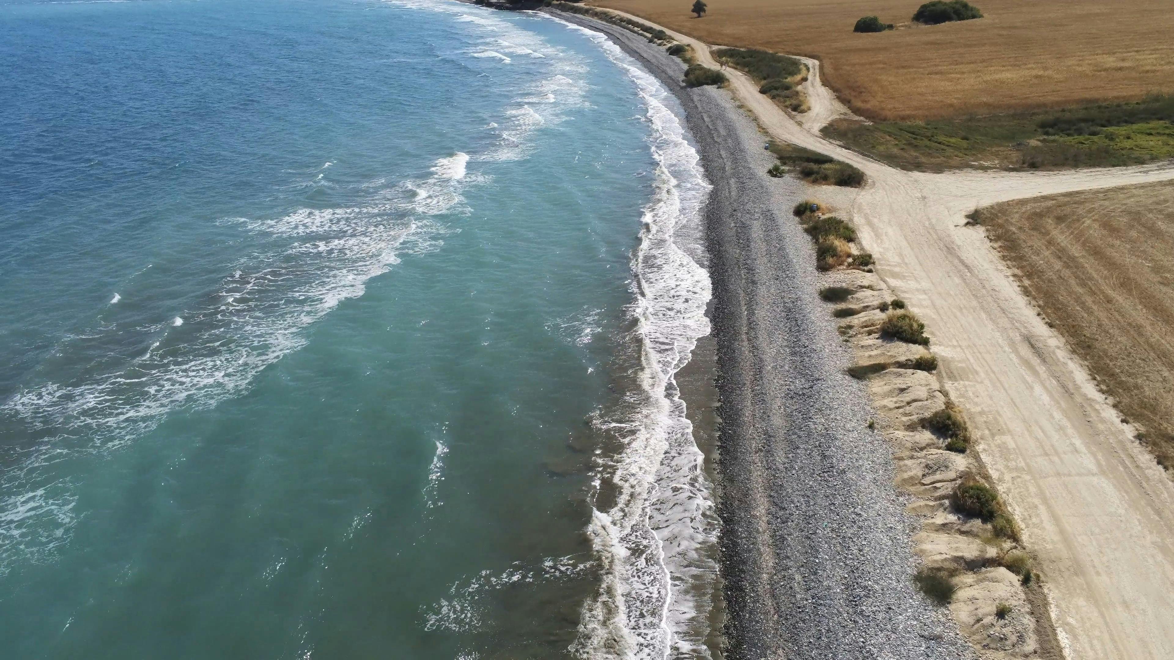 Top View of a Beach and Roads Free Stock Video Footage, Royalty-Free 4K ...