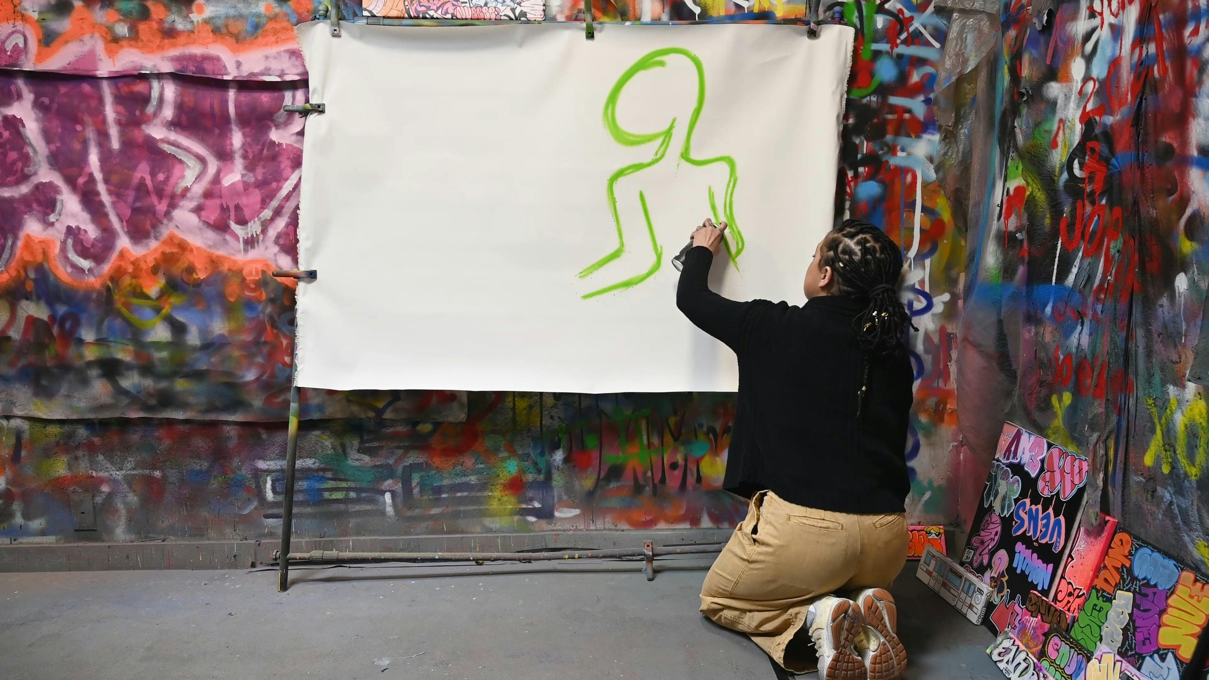 Woman Spray Painting on Canvas Free Stock Video Footage, Royalty-Free ...