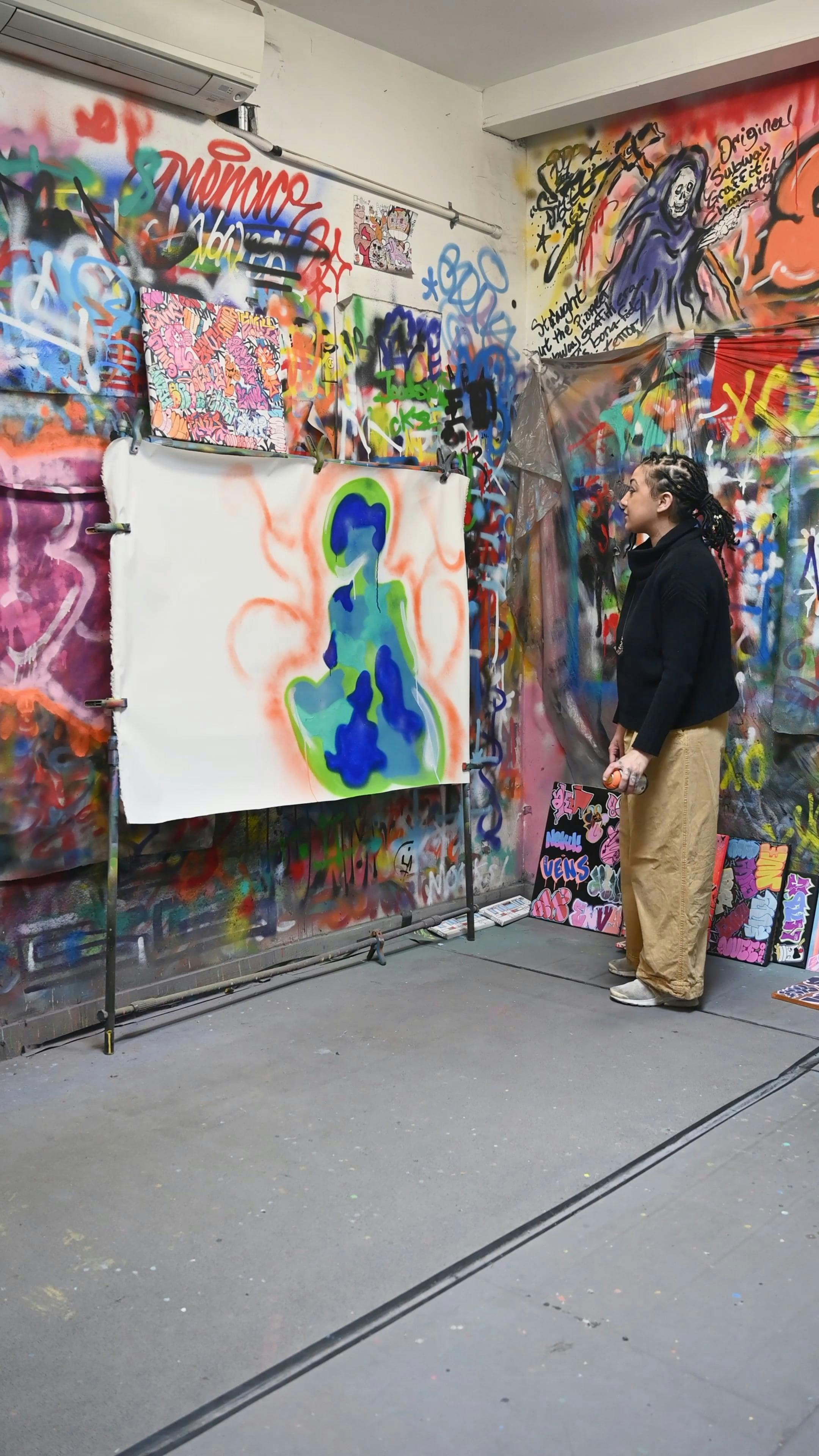 Woman Spray Painting on Canvas Free Stock Video Footage, Royalty-Free ...