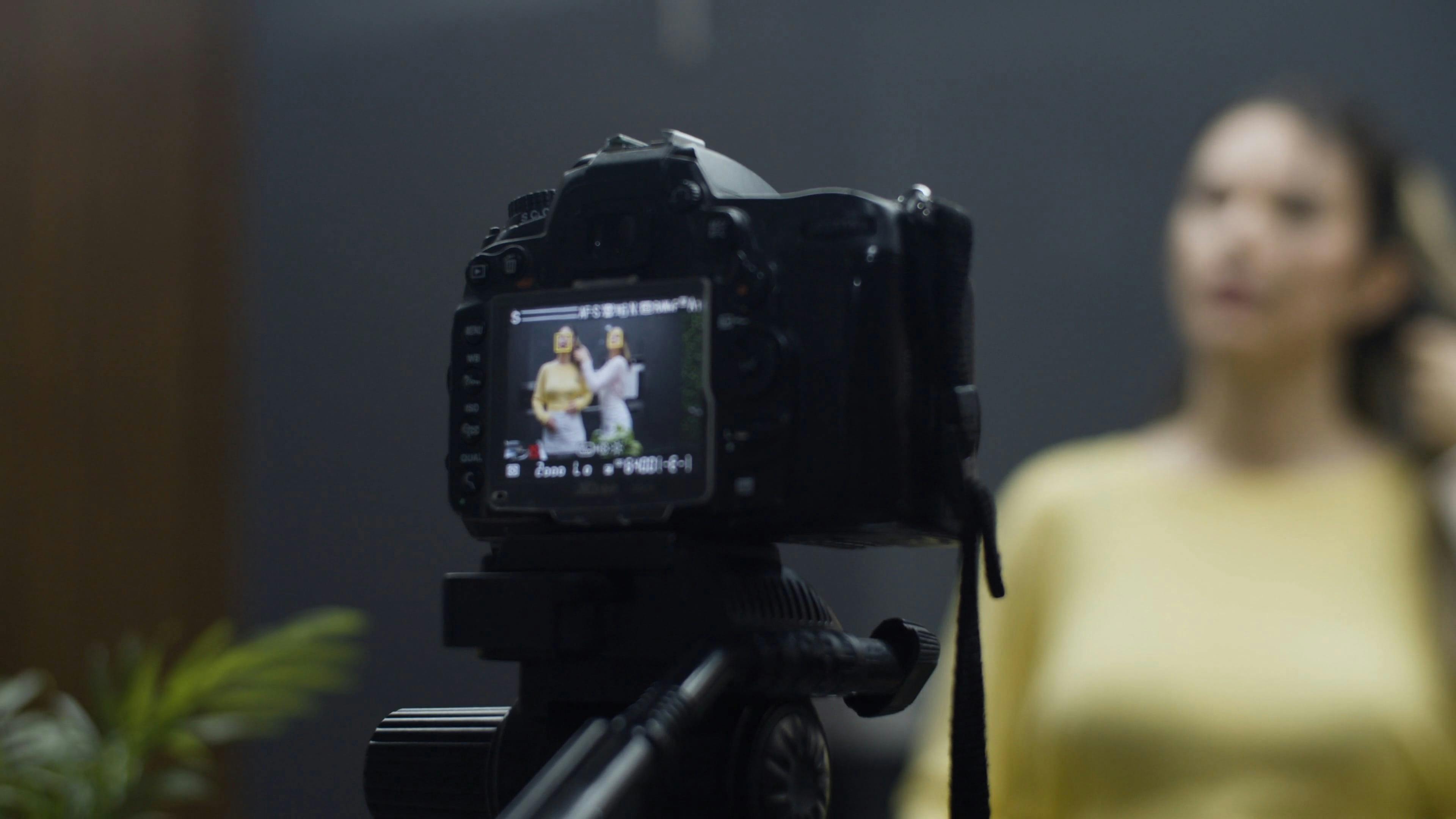 Close Up of a Camera Filming Women Doing a Blog · Free Stock Video