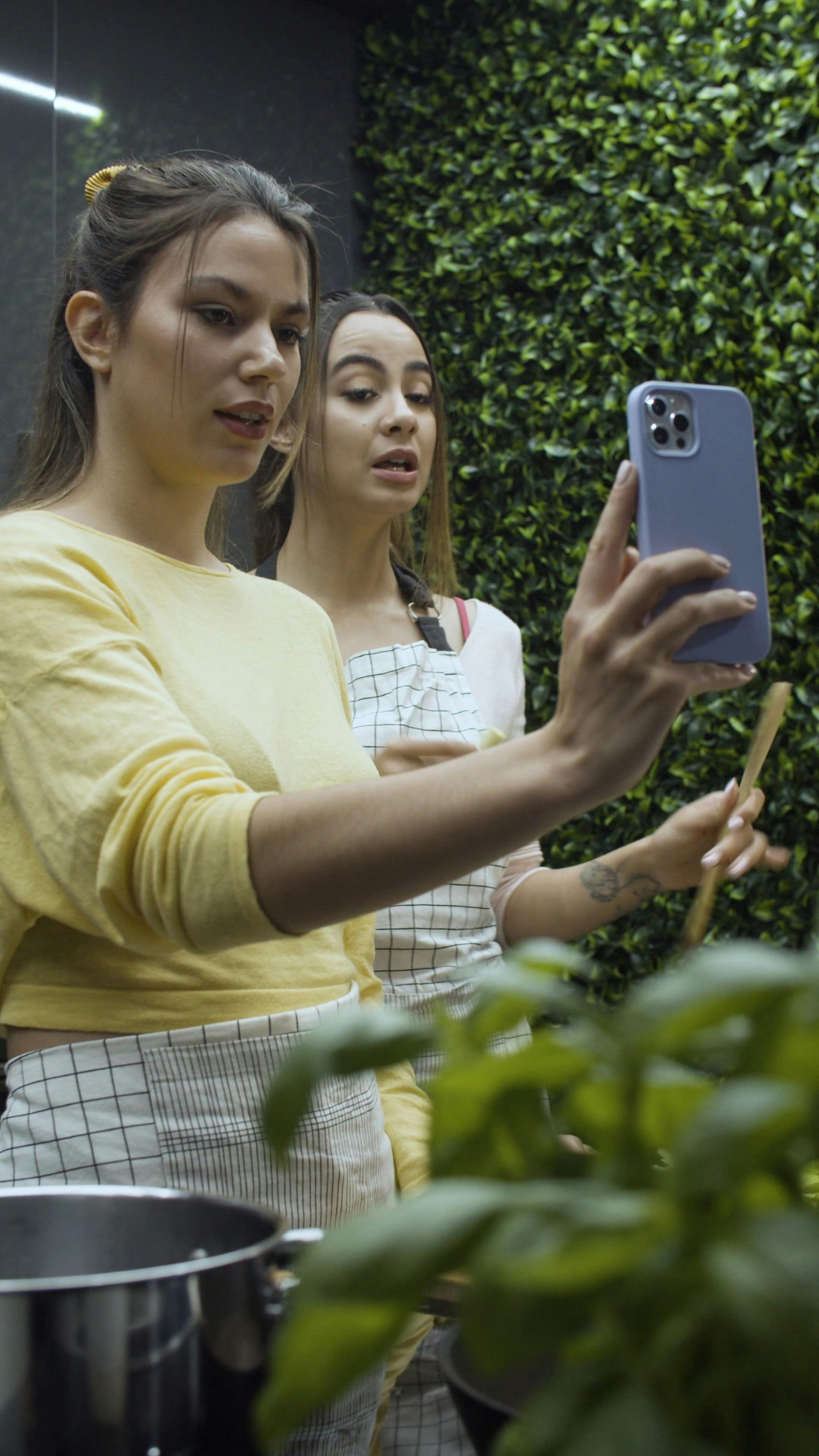 Girls Making a Cooking Vlog · Free Stock Video