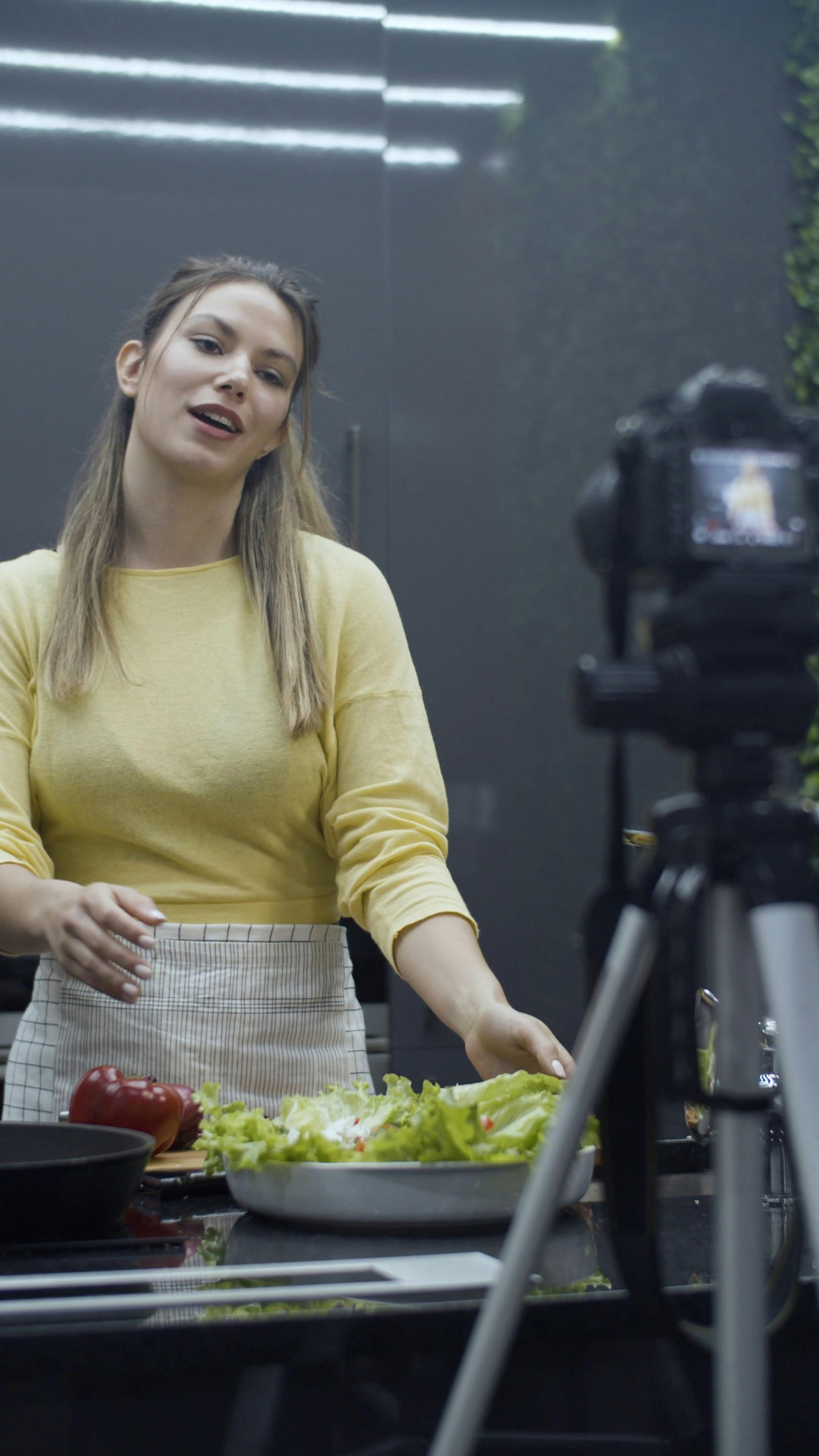 A Girl Making a Cooking Vlog Free Stock Video Footage, Royalty-Free 4K ...