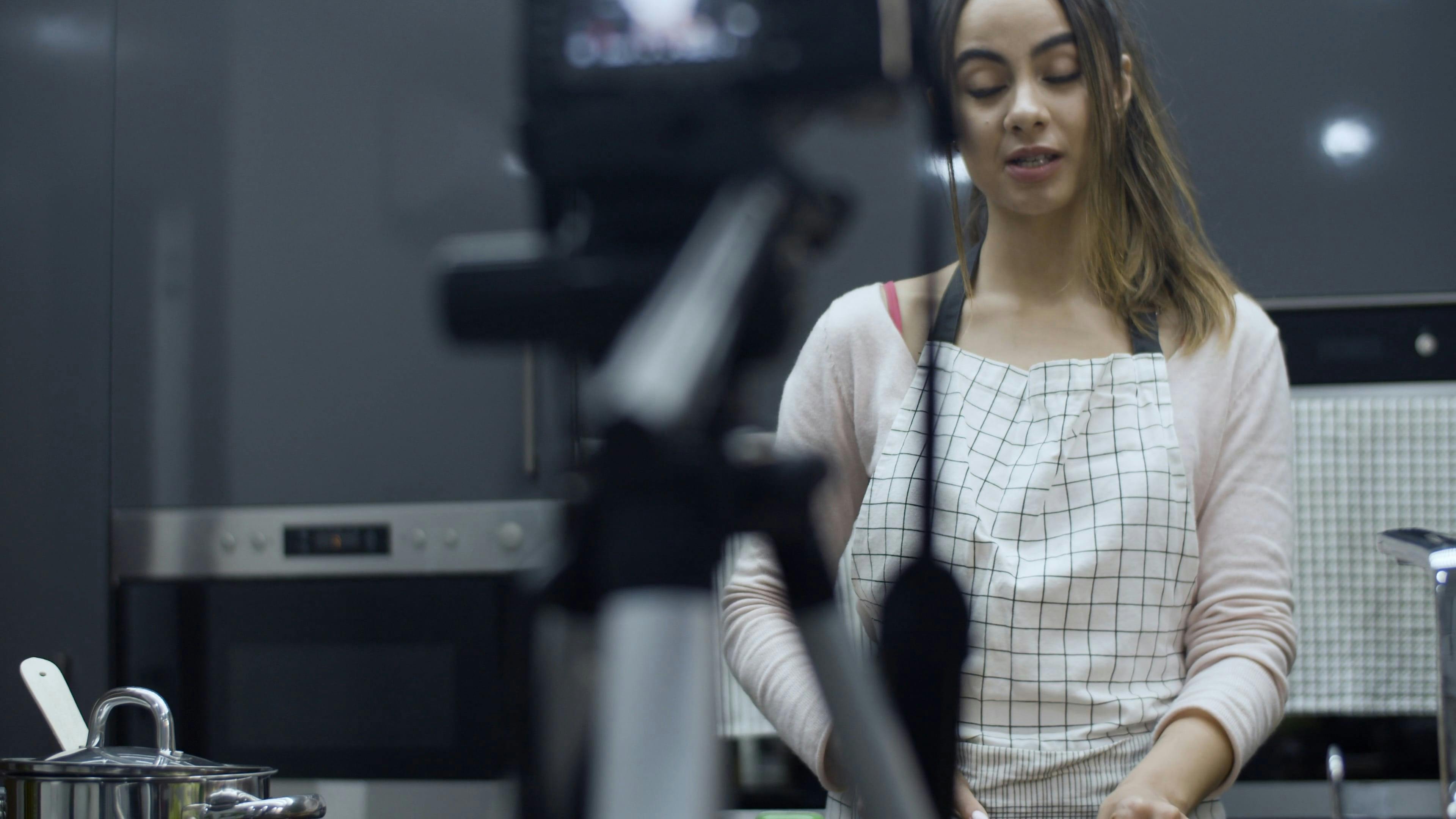 A Girl Making a Cooking Vlog · Free Stock Video