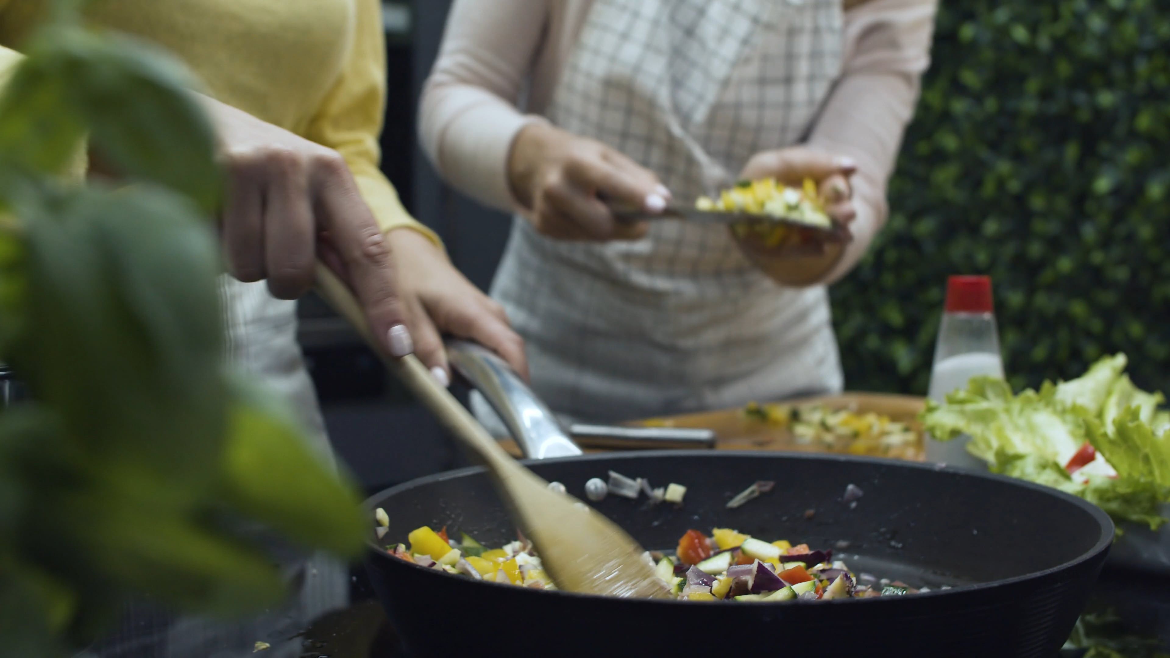 Close Up Shot of Girls Cooking · Free Stock Video