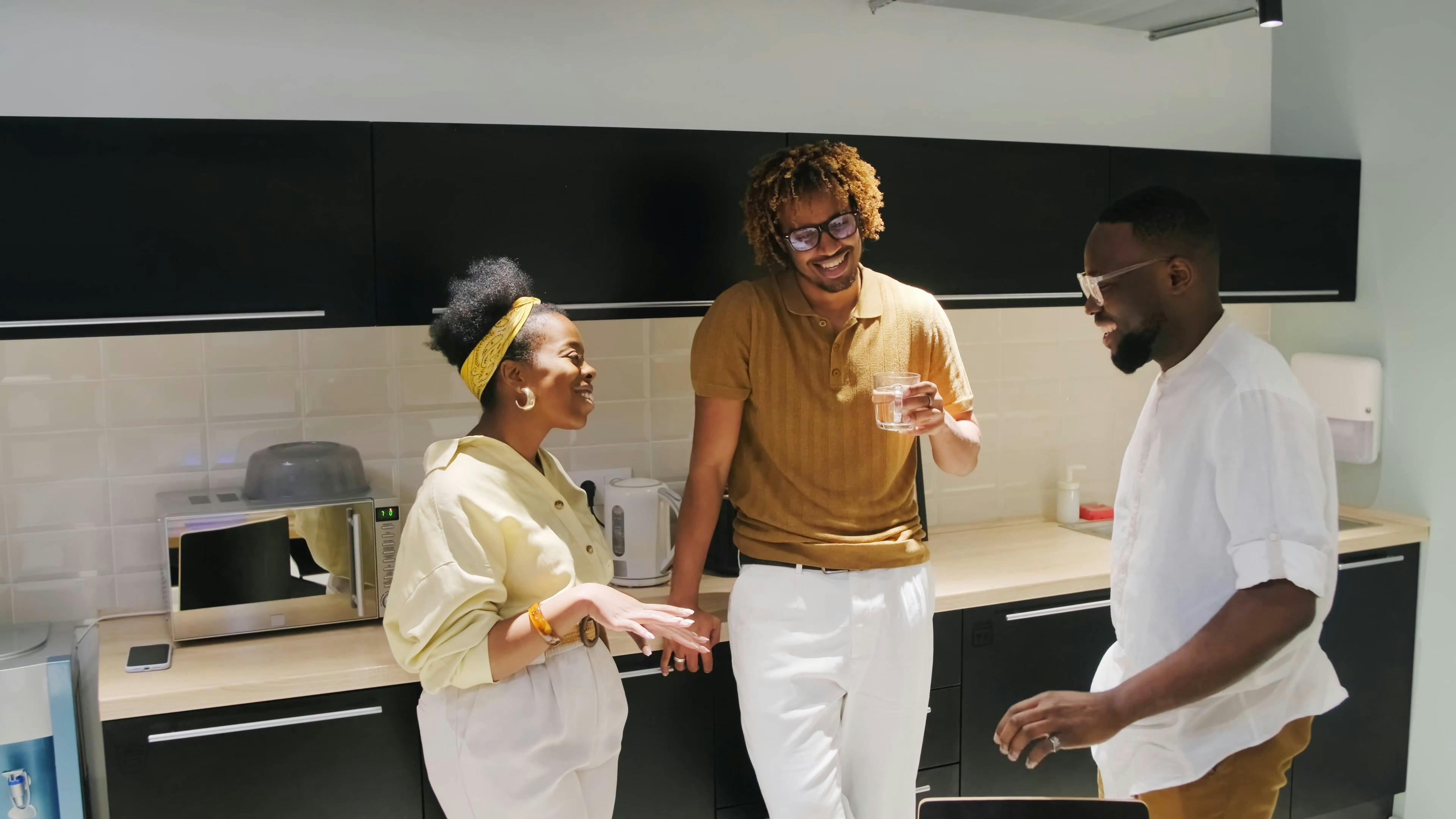 Employees Talking in the Pantry during Break Time Free Stock Video ...