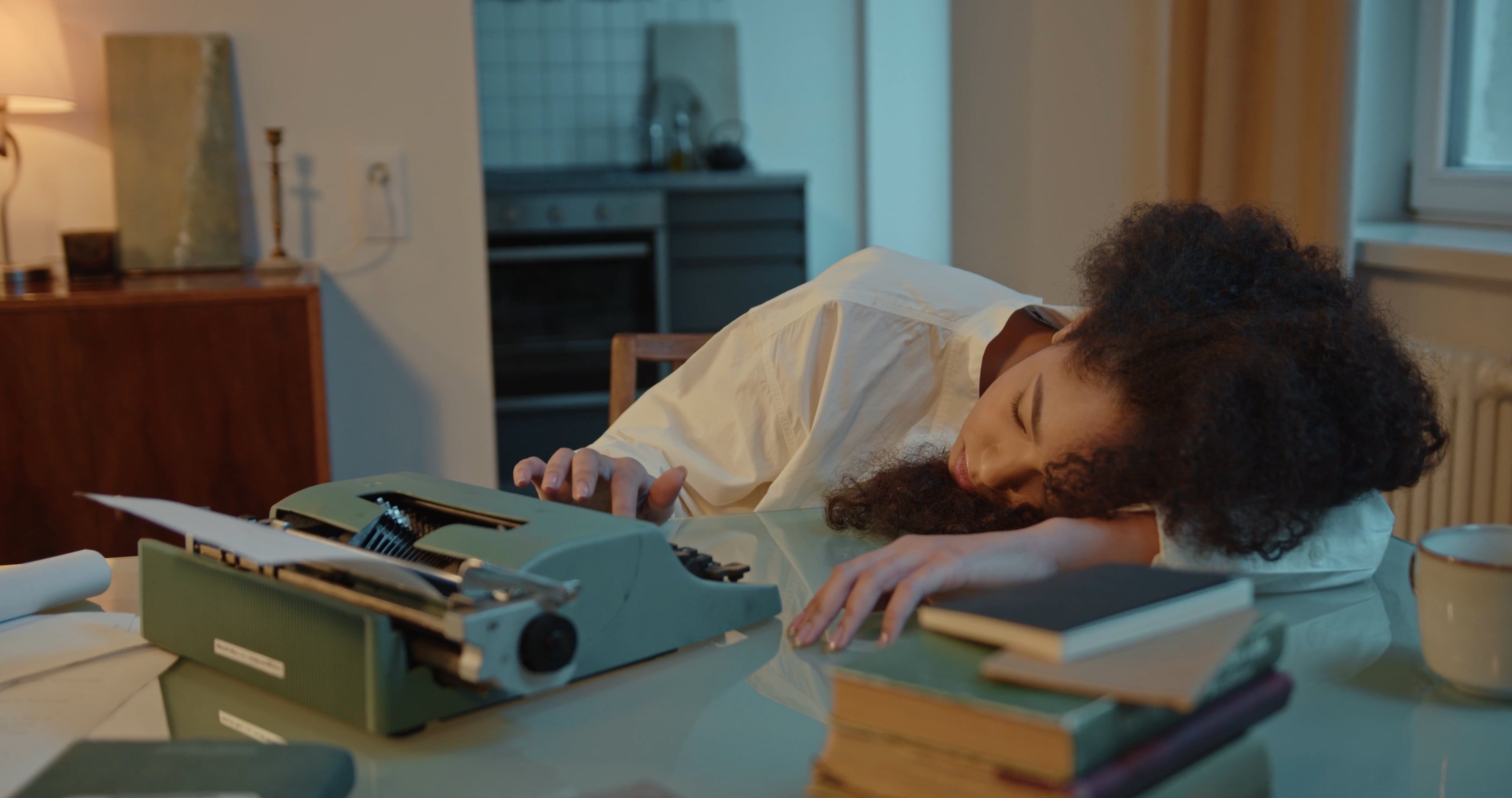 A Tired Woman Using a Typewriter Free Stock Video Footage, Royalty-Free ...