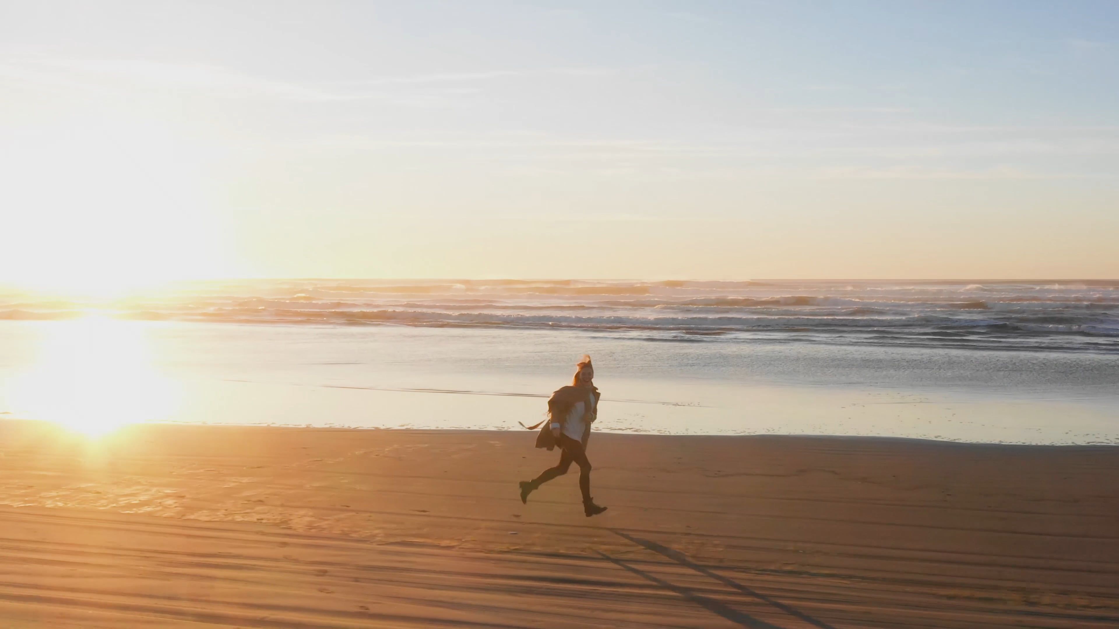 A Woman Running on a Beach Free Stock Video Footage, Royalty-Free 4K ...