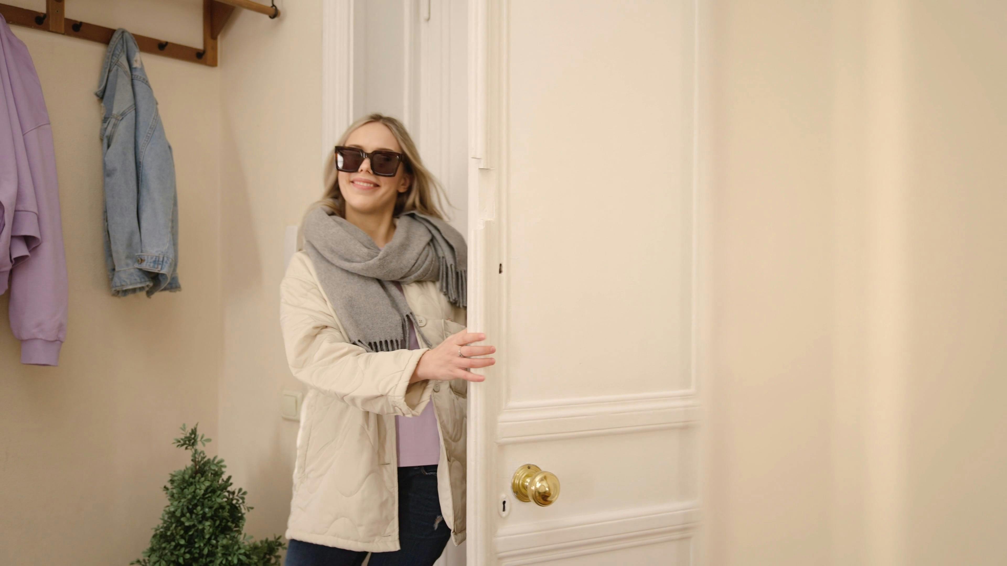 Beautiful Woman Entering Her House Free Stock Video Footage, Royalty ...