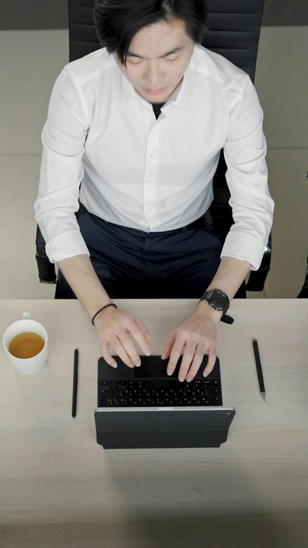 High Angle Shot of a Man Sitting in the Office Free Stock Video Footage ...