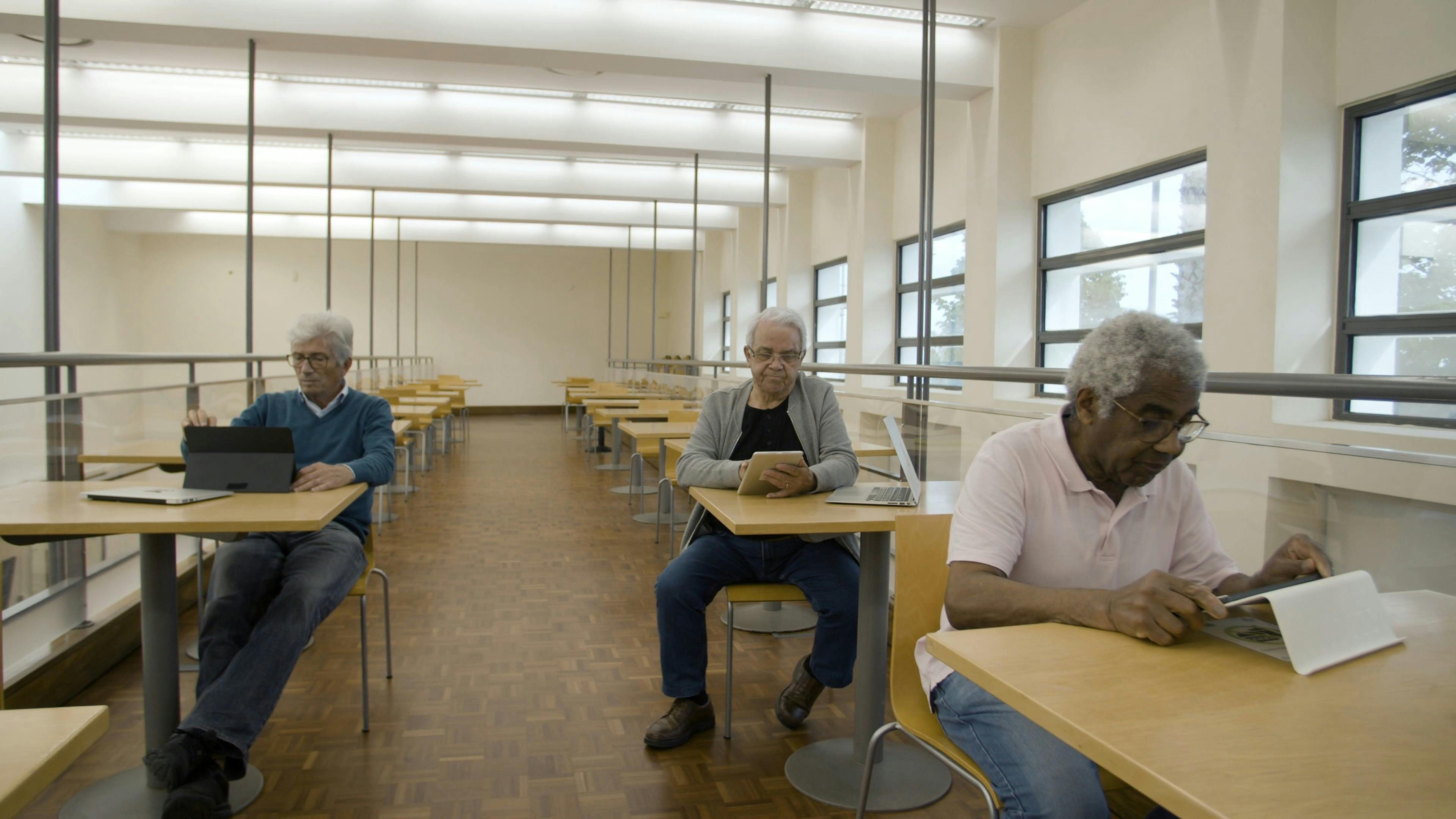 Elderly People in a Computer Skills Learning Class · Free Stock Video