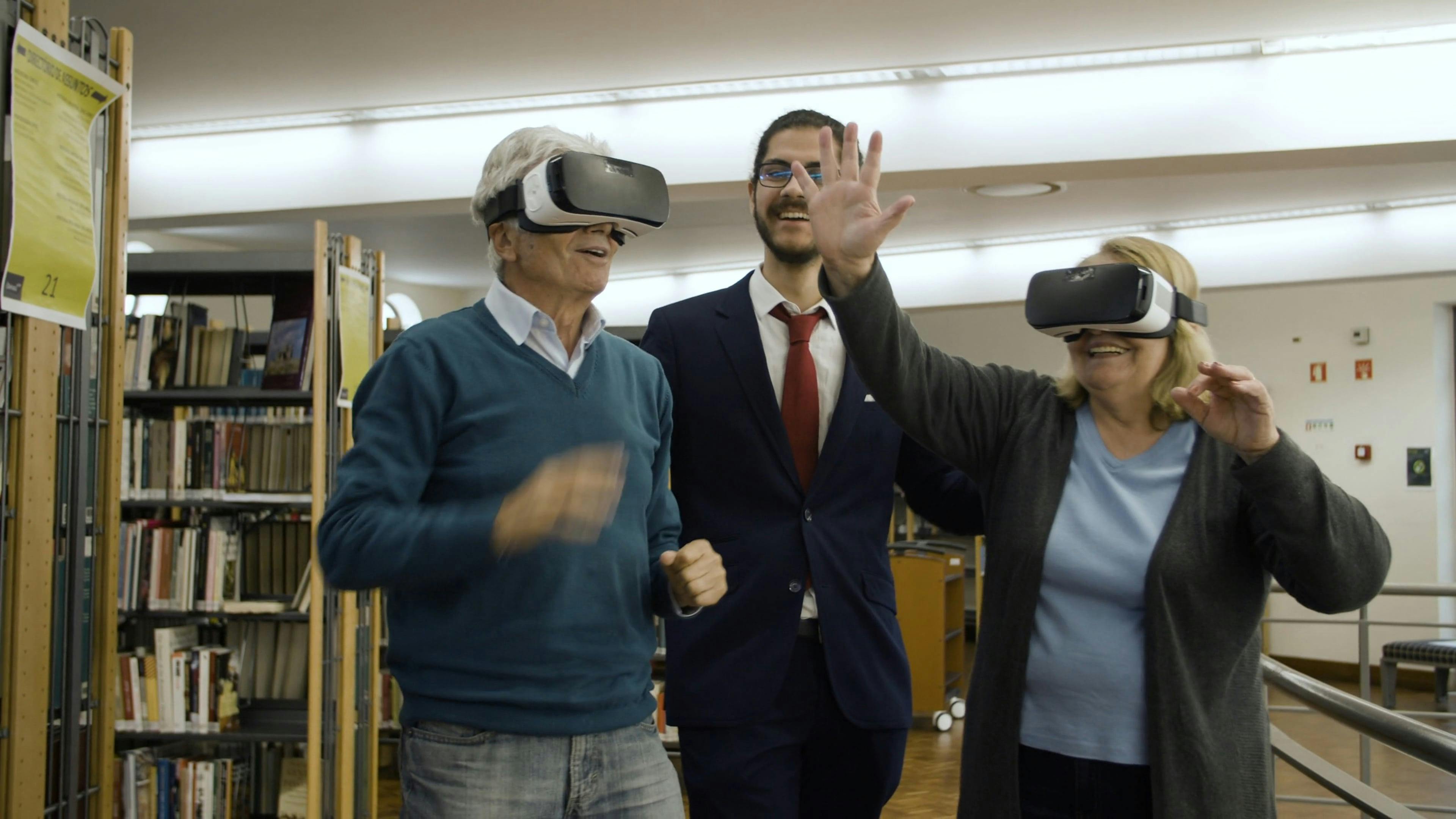 Elderly People Using a Virtual Reality Headset Free Stock Video Footage ...