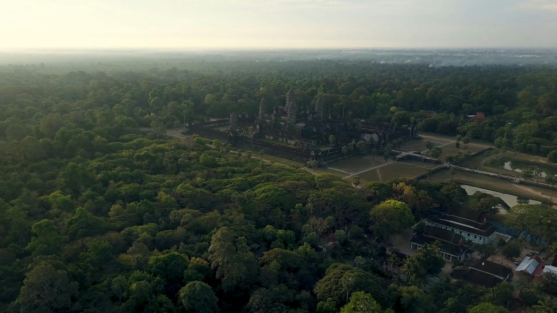 Aerial Footage Of Angkor Wat Temple Free Stock Video Footage, Royalty ...