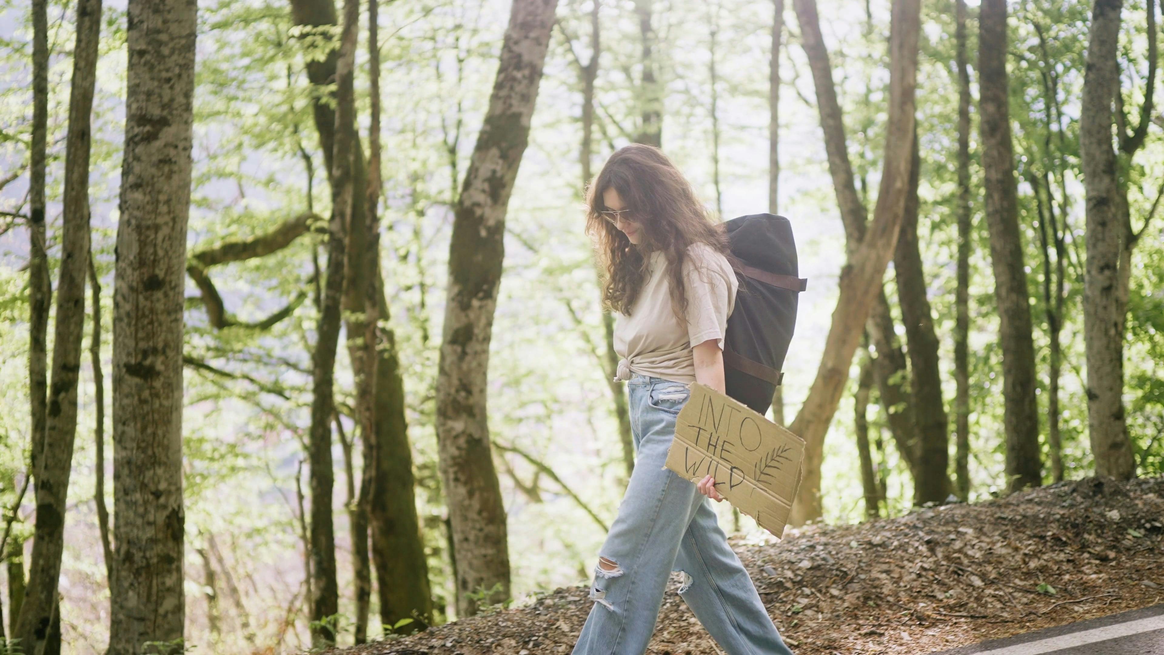 Woman Walking in the Woods · Free Stock Video