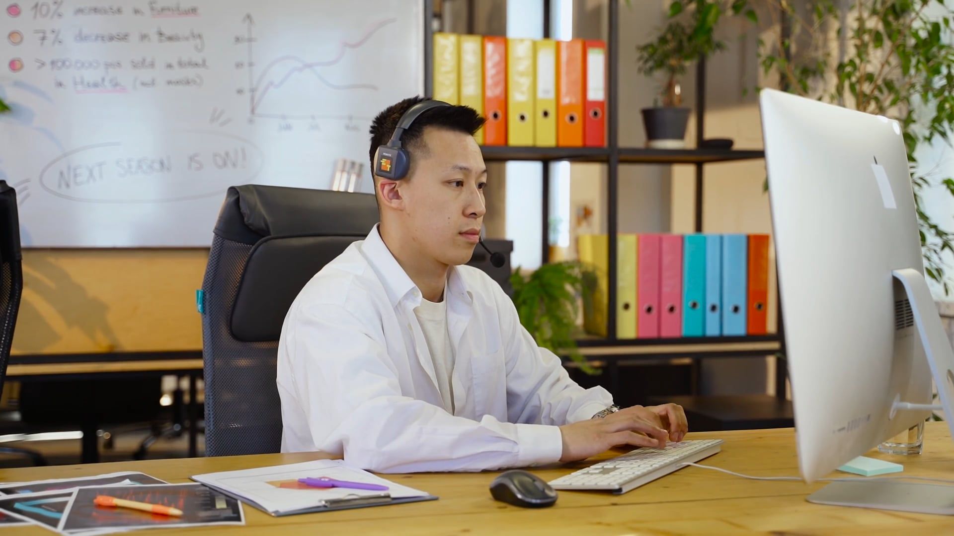 Man Communicating and Working through the Computer Free Stock Video ...